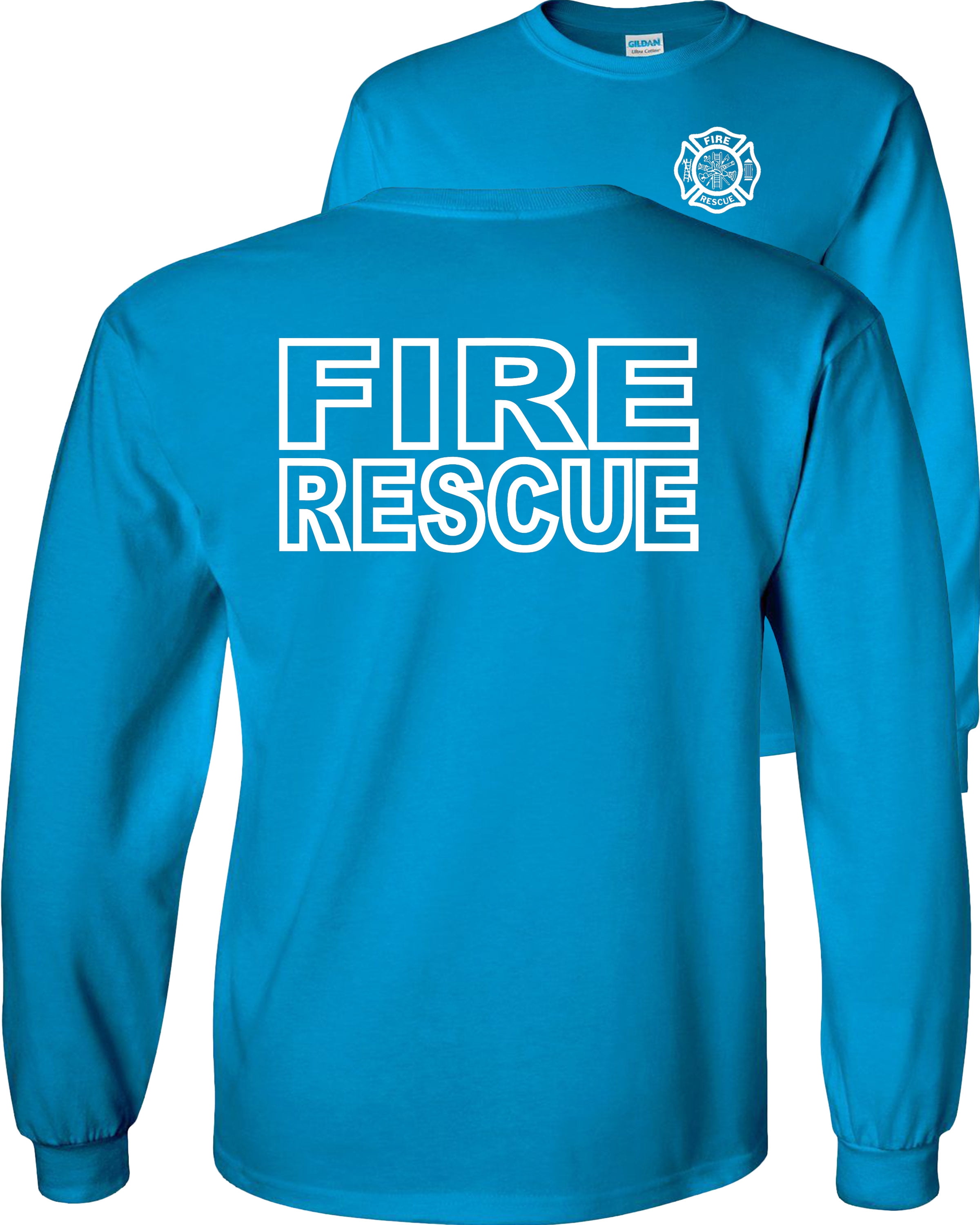 Fire Rescue Long Sleeve T-Shirt Fire Department Duty Firefighter Adult ...