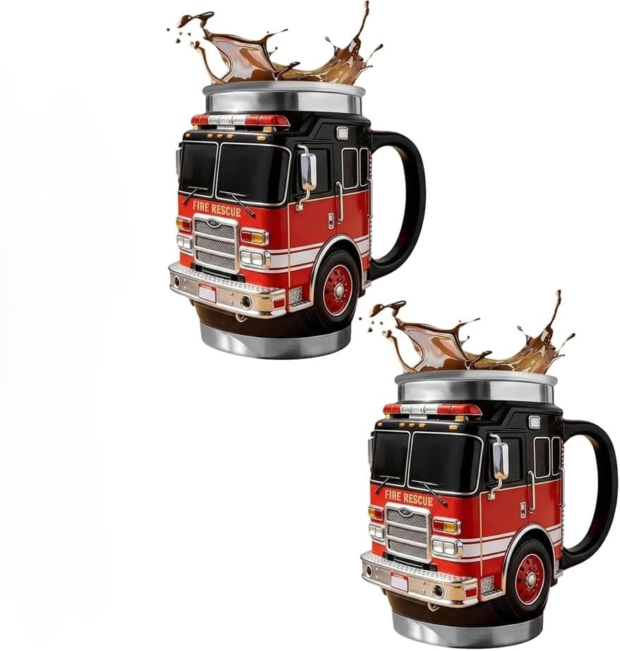 Fire Rescue Mug for the Bravest Among Us, 3D Fire Truck Double-Walled ...