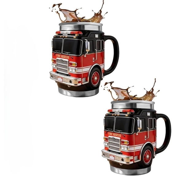 Fire Rescue Mug for the Bravest Among Us, 3D Fire Truck Double-Walled ...