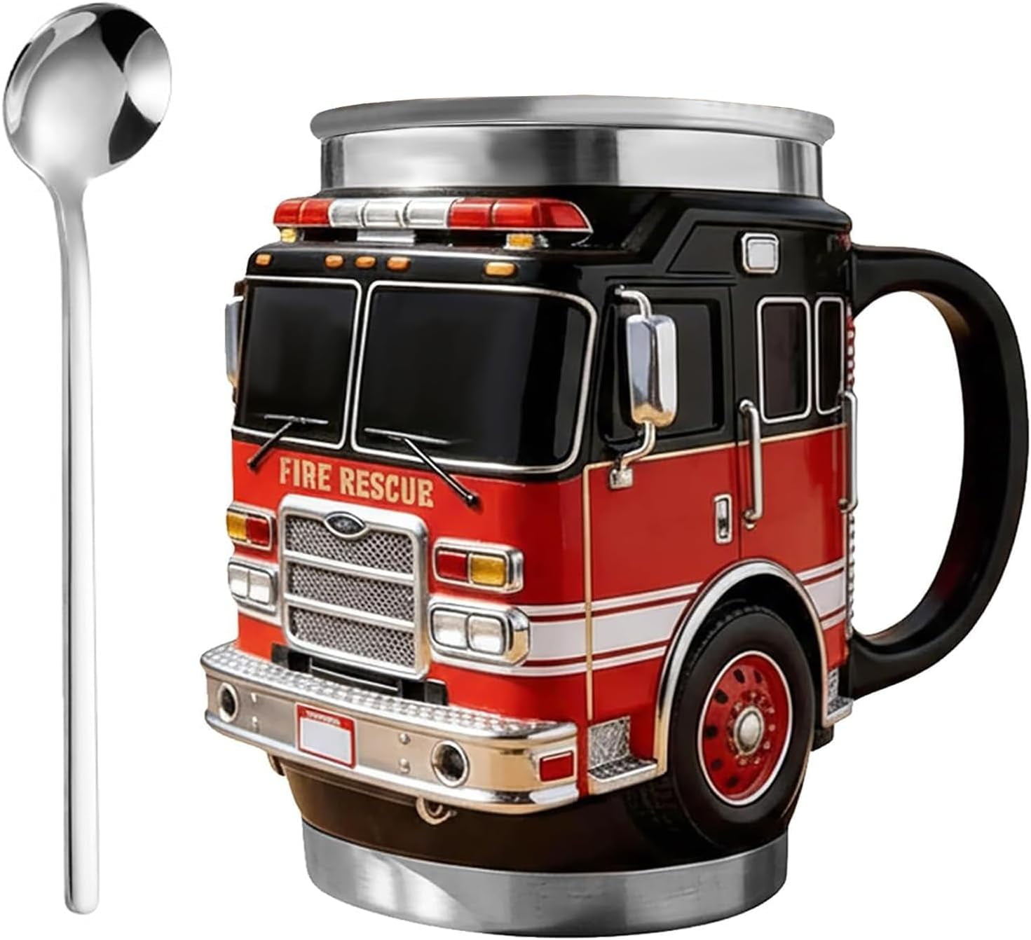 Fire Rescue Mug - Handcrafted 3D Fire Truck Coffee Cup - Firefighter ...