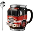 Fire Rescue Mug - Handcrafted 3D Fire Truck Coffee Cup - Firefighter ...