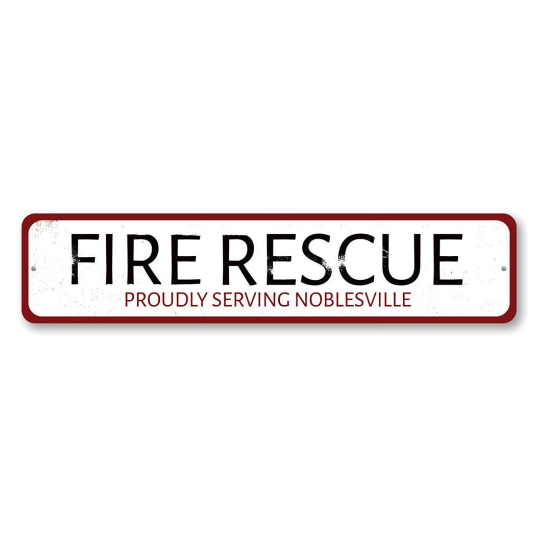 Fire Rescue Proudly Serving City Sign, Firehouse Decor, Firefighter ...