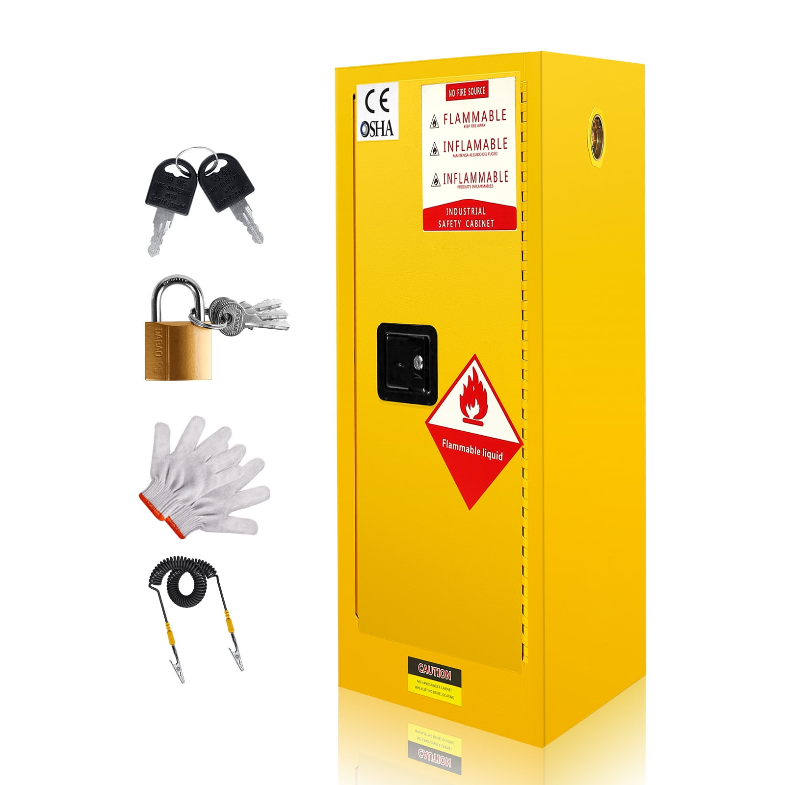 Fire Resistant Storage Cabinet 6 Gallon, 18.11” x 18.11” x 35.5”, 1 cm ...