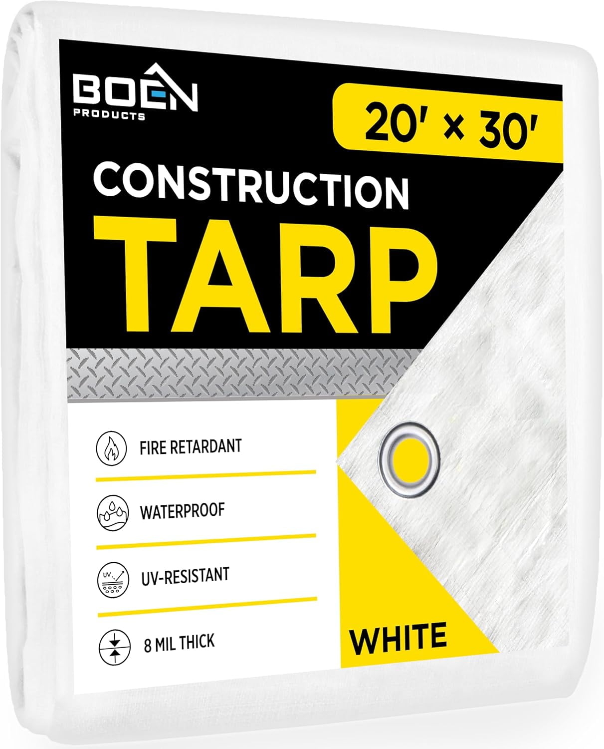 Fire Retardant Construction tarp with Reinforced Corners, Waterproof ...