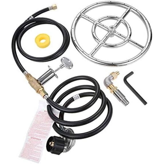 Fire Ring Burner Valve Assembly Kit, 12 inch Stainless Steel Fire Pit ...