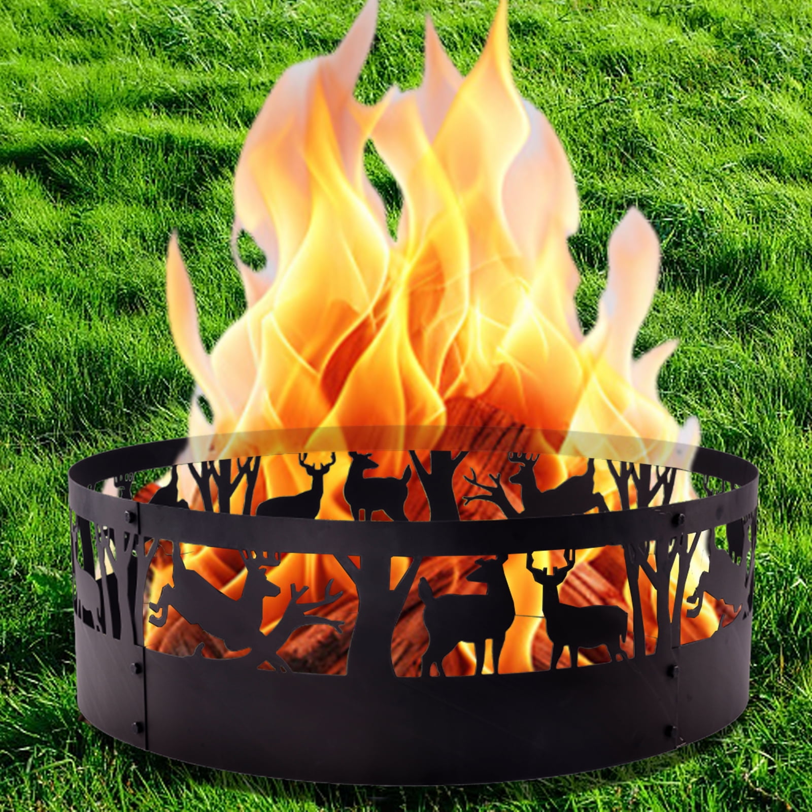 Fire Ring Fire Pit Ring-36Inch Fire Rings for Outdoors Heavy Duty BBQ ...