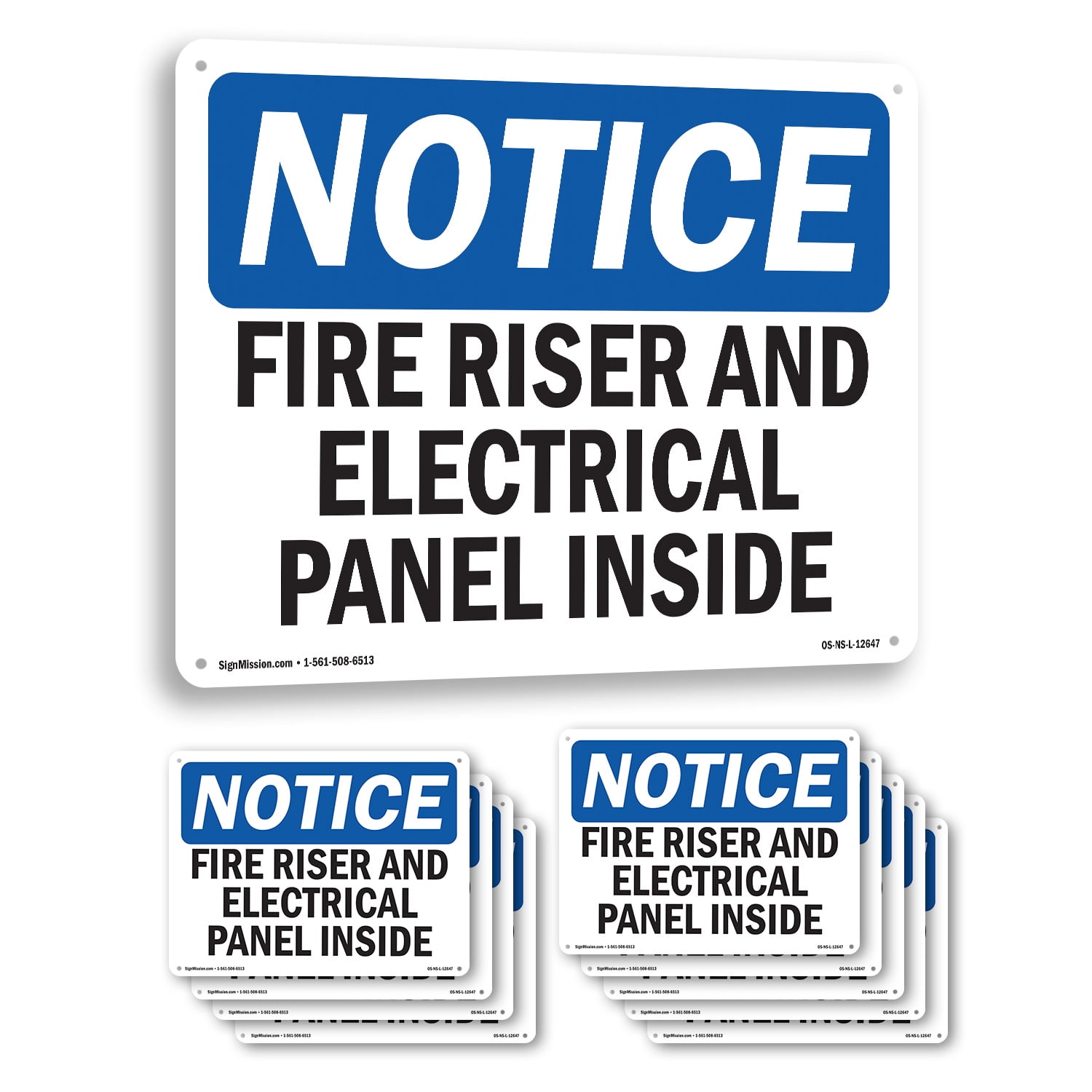 Fire Riser And Electrical Panel Inside OSHA Notice Rigid Plastic Sign ...