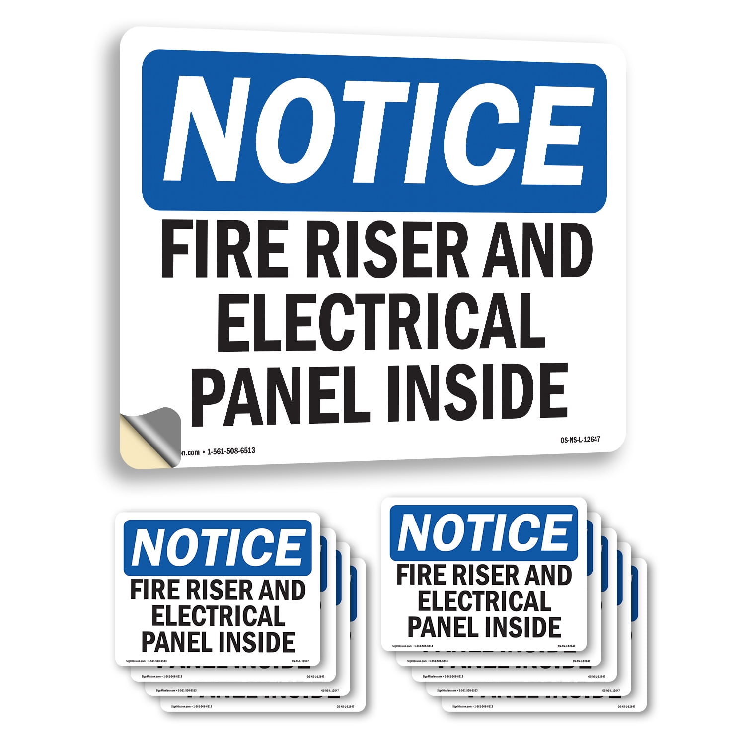Fire Riser And Electrical Panel Inside OSHA Notice Vinyl Decal Label 18 ...