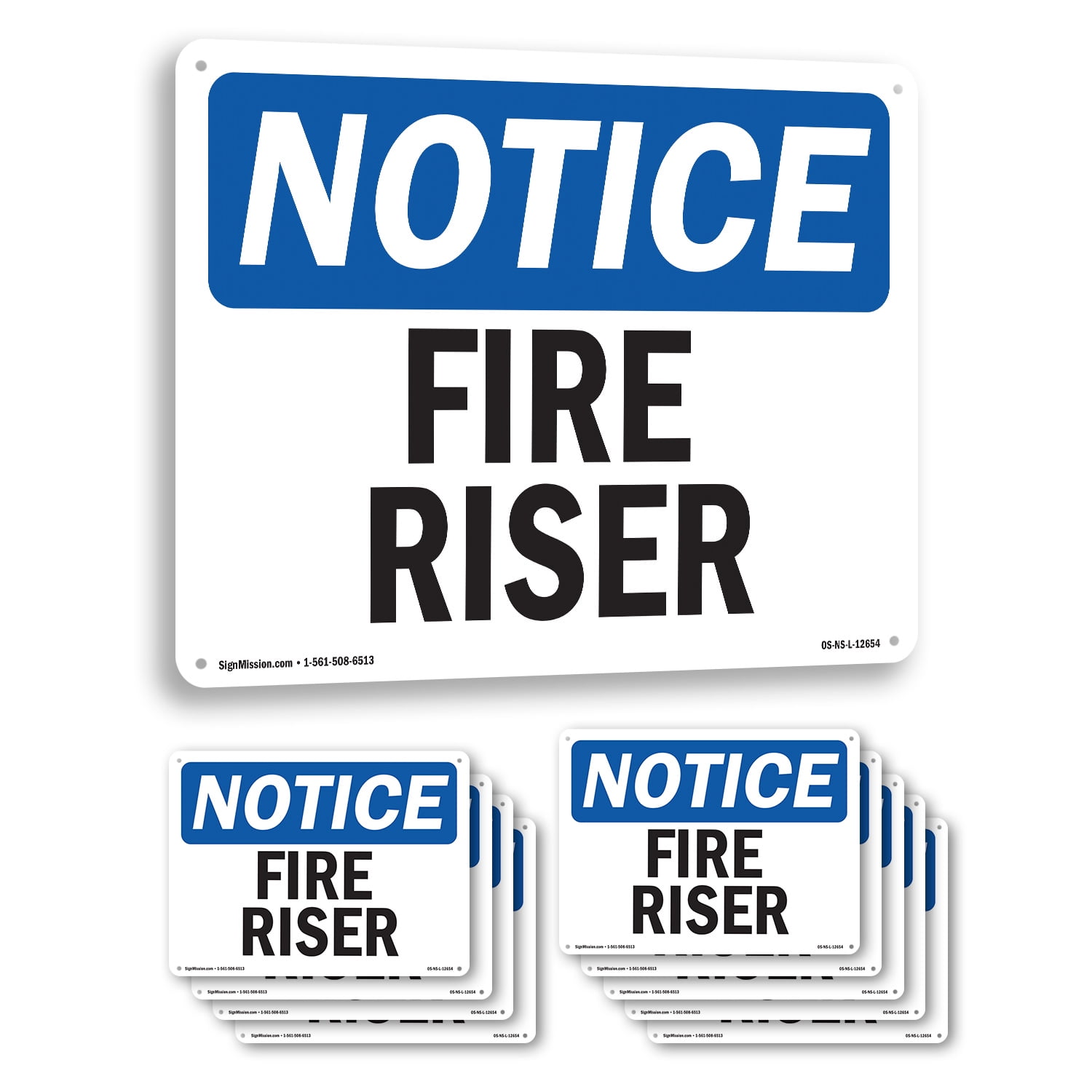 Fire Riser OSHA Notice Aluminum Sign 18 Inch x 12 Inch - 10 Pack ...