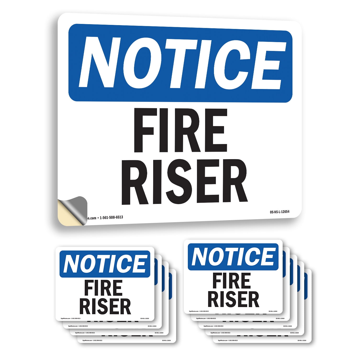 Fire Riser OSHA Notice Vinyl Decal Label 24 Inch x 18 Inch - 10 Pack ...