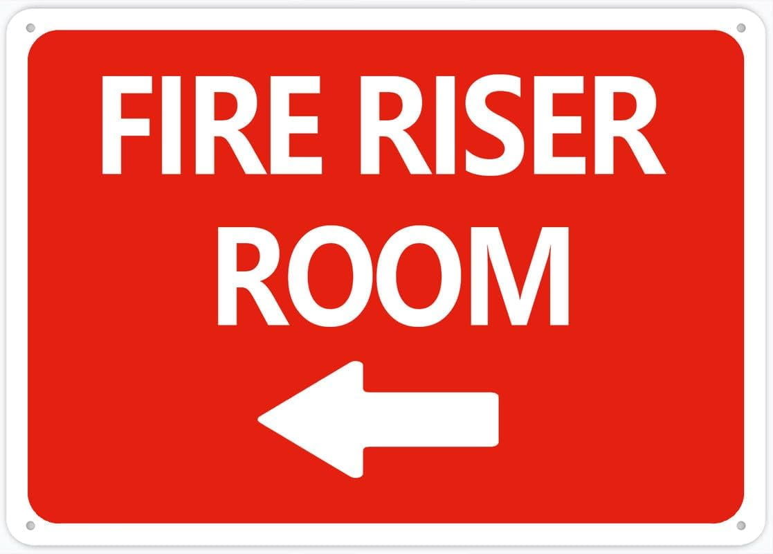 Fire Riser Room Left Arrow 12 X 8 Inch Metal Sign Rustproof Aluminum ...