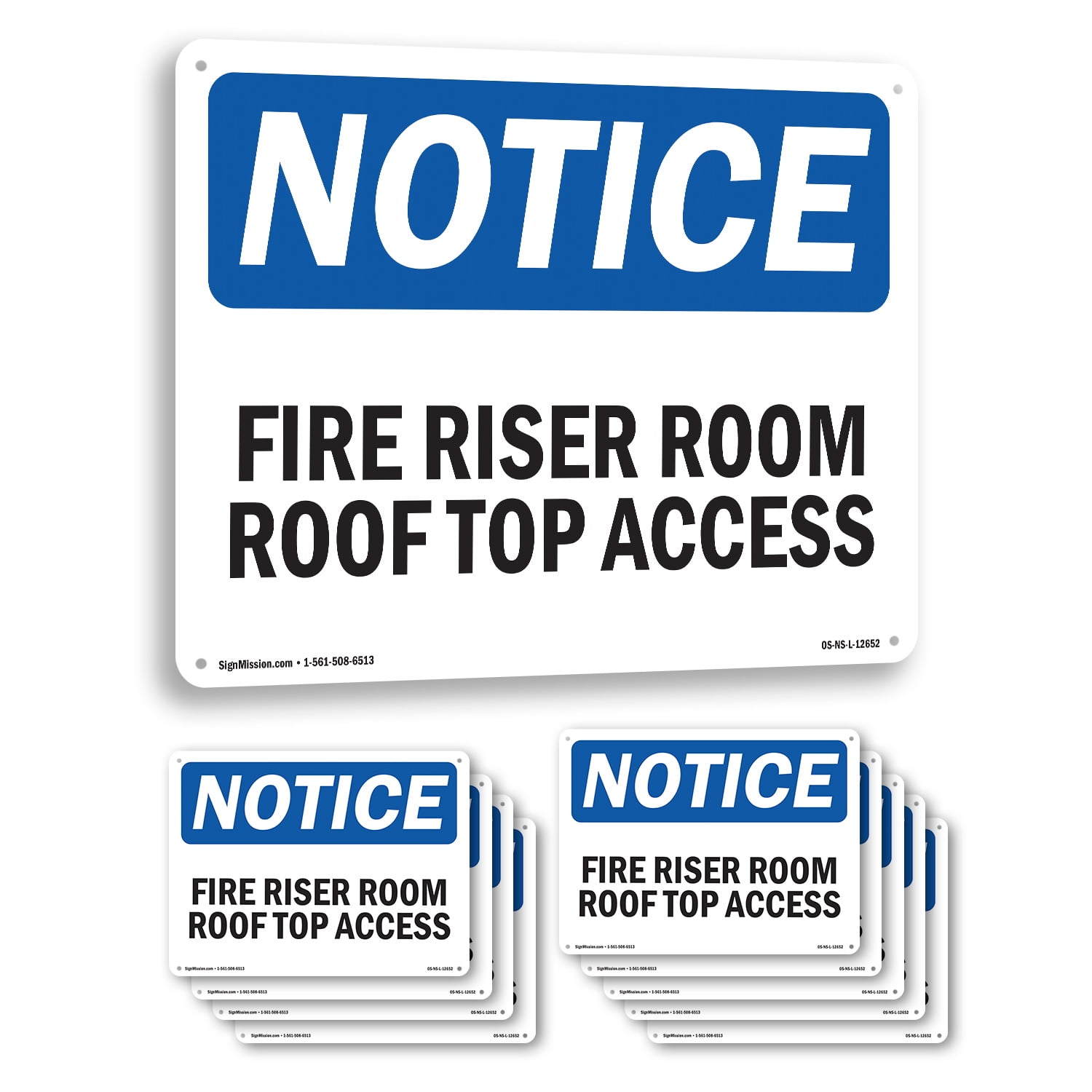 Fire Riser Room Roof Top Access OSHA Notice Rigid Plastic Sign 10 Inch ...