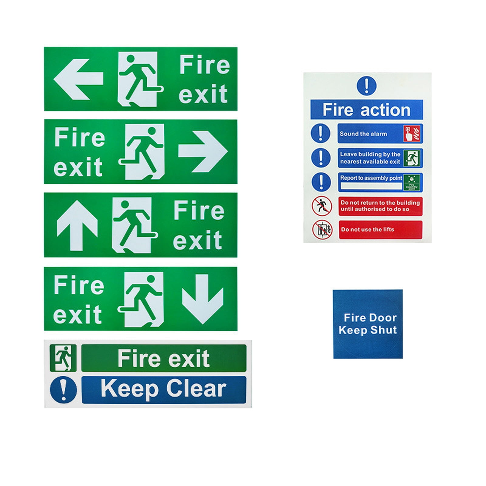Fire Safety Decal Set 21pcs, Fade Resistant Emergency Exit Signs ...