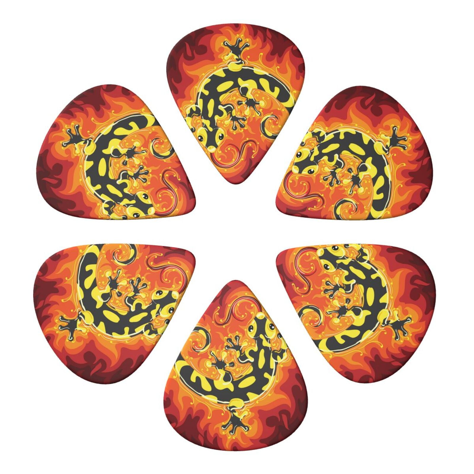 Fire Salamander In Flame Guitar Pick 6 Pack for Bass Acoustic Electric ...