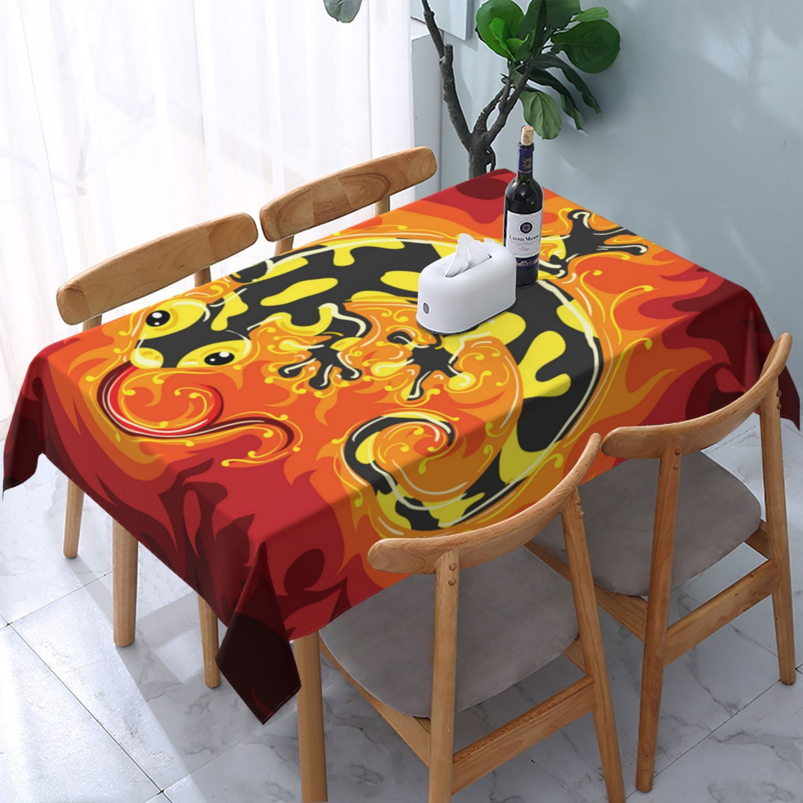 Fire Salamander In Flame Rectangular Tablecloth 54"x 72" Waterproof ...