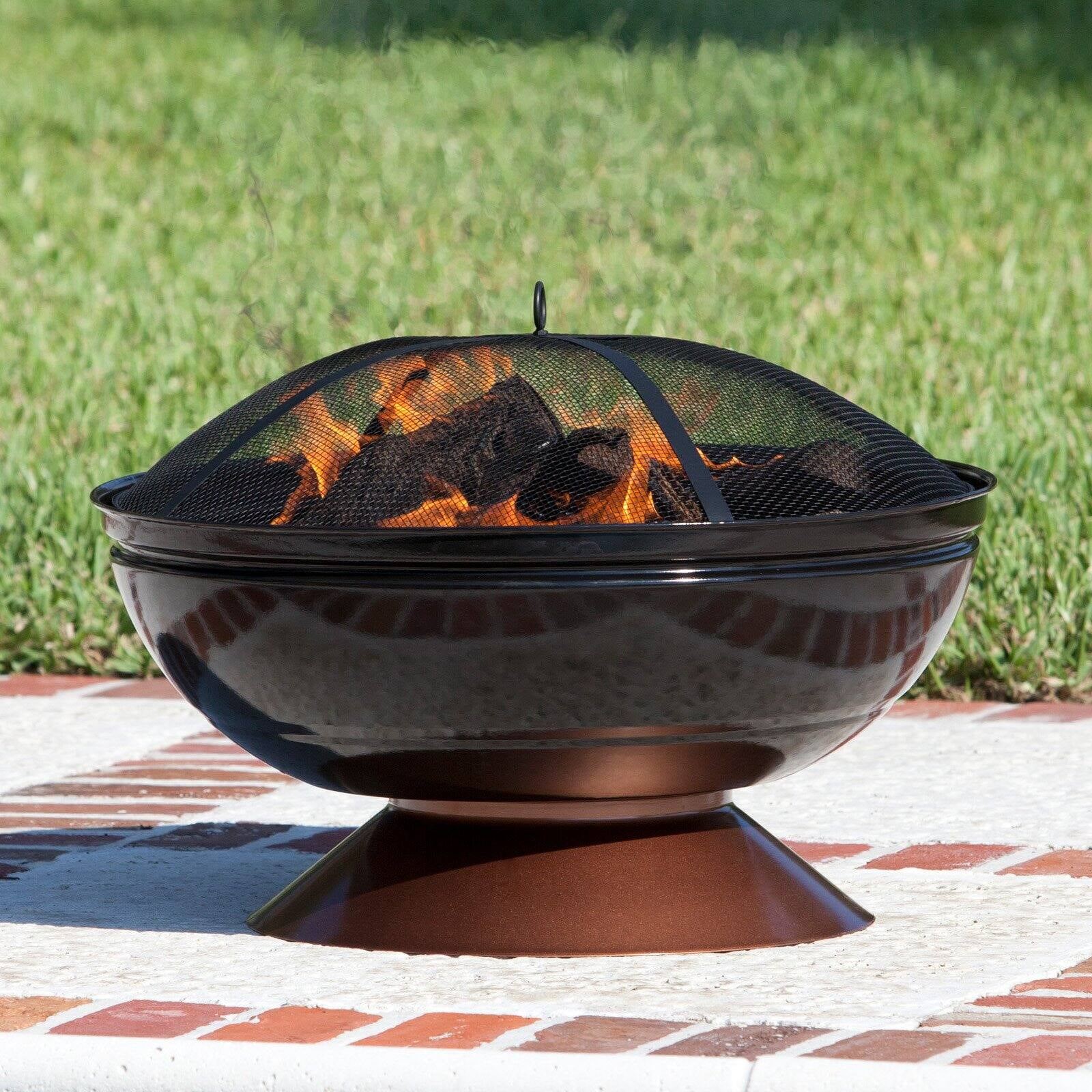 Fire Sense 62242 Degano 26" Wide Portable Wood Burning Round Grill Fire ...