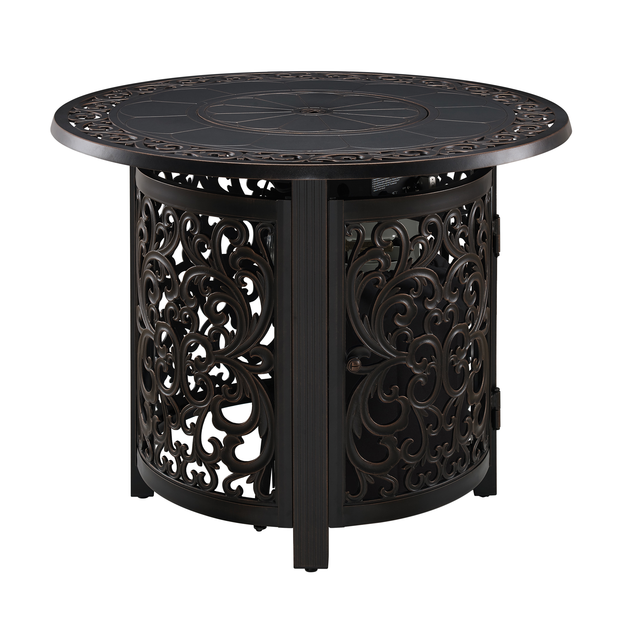 Fire Sense Jackson Filigree Aluminum Gas Fire Pit Table with Fire Bowl ...
