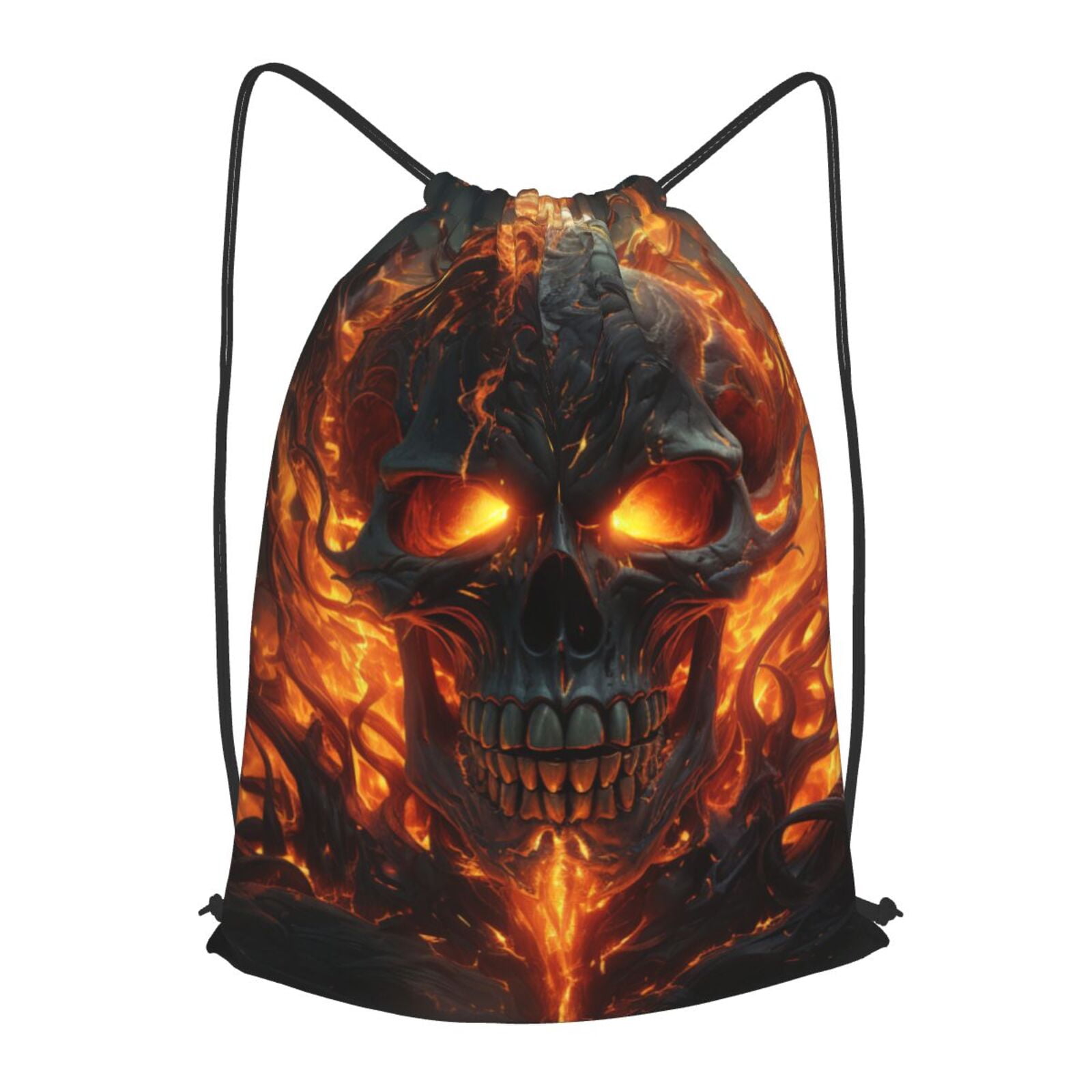 Fire Skull Gothic Cool Drawstring Backpack Gym String Bag Sports ...
