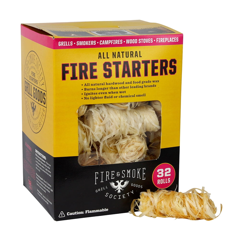 Fire & Smoke Society All Natural Wooden Roll Fire Starters 32 count ...