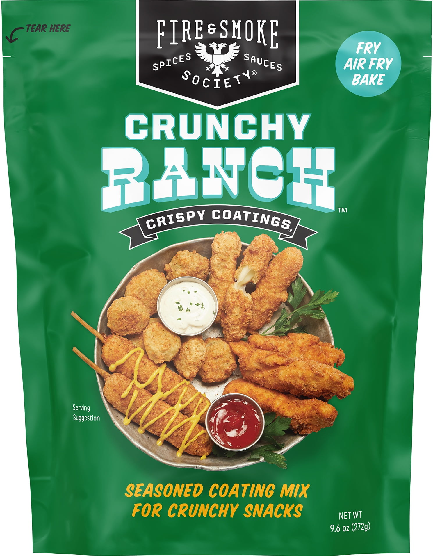 Fire & Smoke Society Crunchy Ranch Chicken Coating Fry Mix, 9.6 Ounce ...