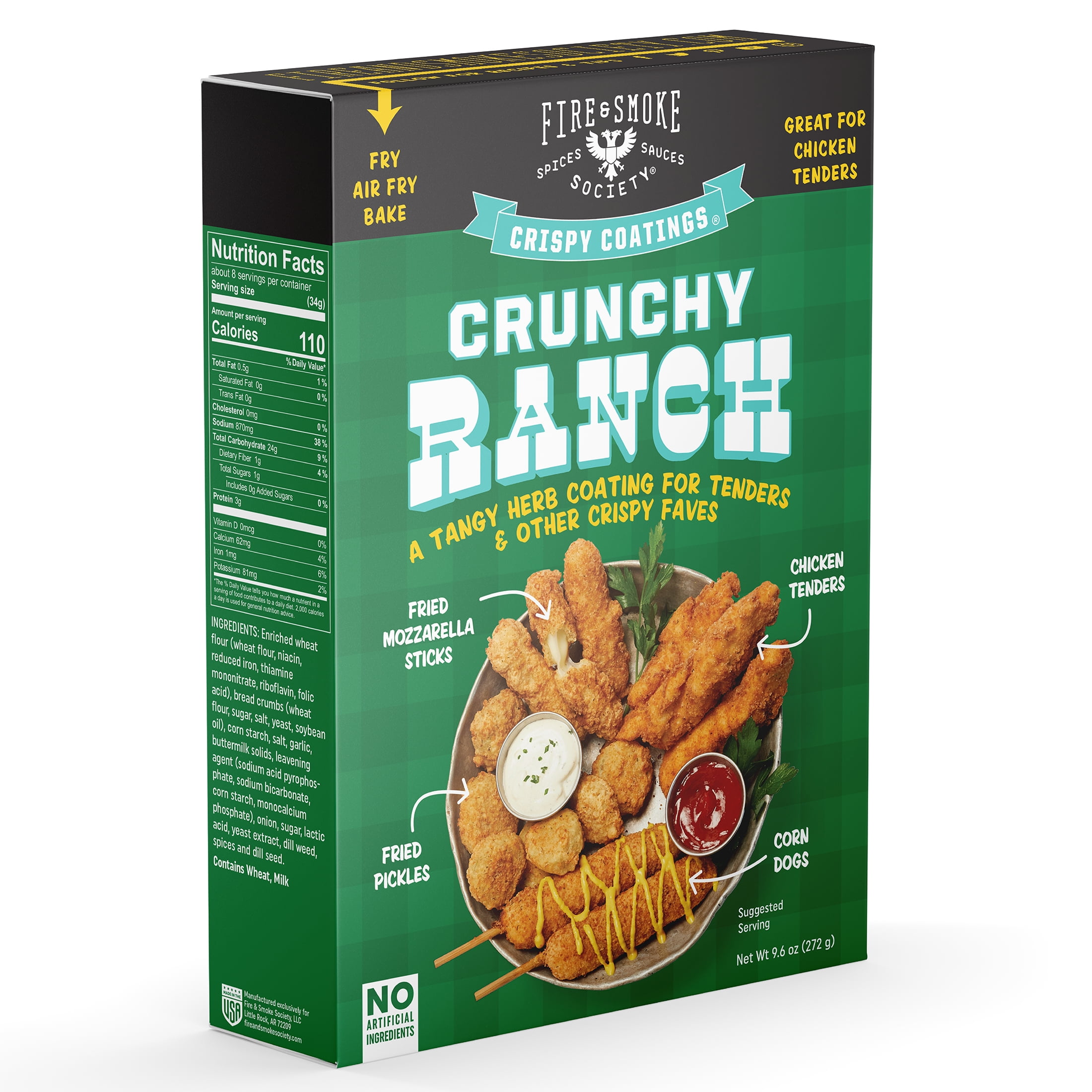 Fire & Smoke Society Crunchy Ranch Chicken Coating Fry Mix, 9.6 Ounce ...