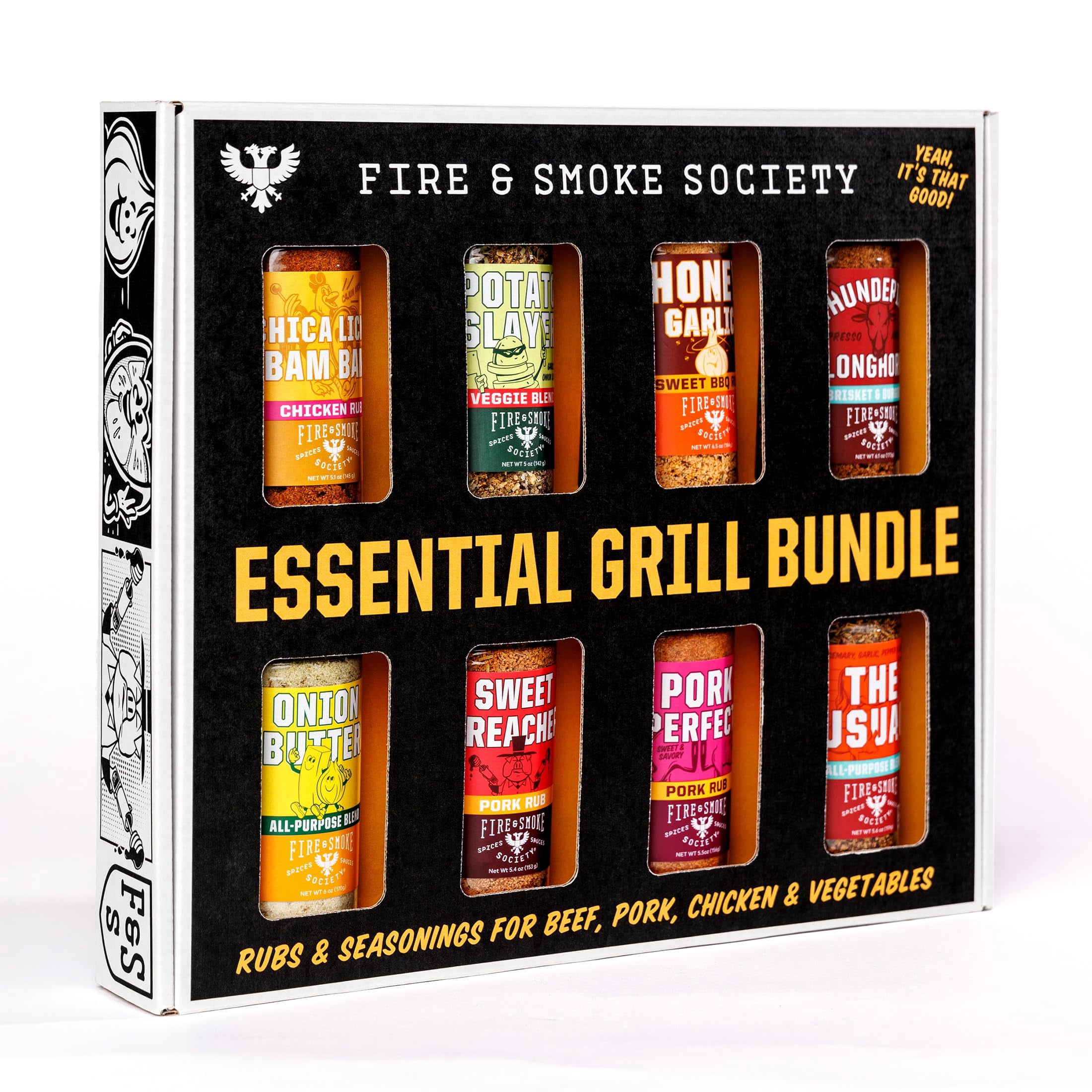 Fire & Smoke Society OKA4 Essential Grill Variety Pack | BBQ Seasonings ...