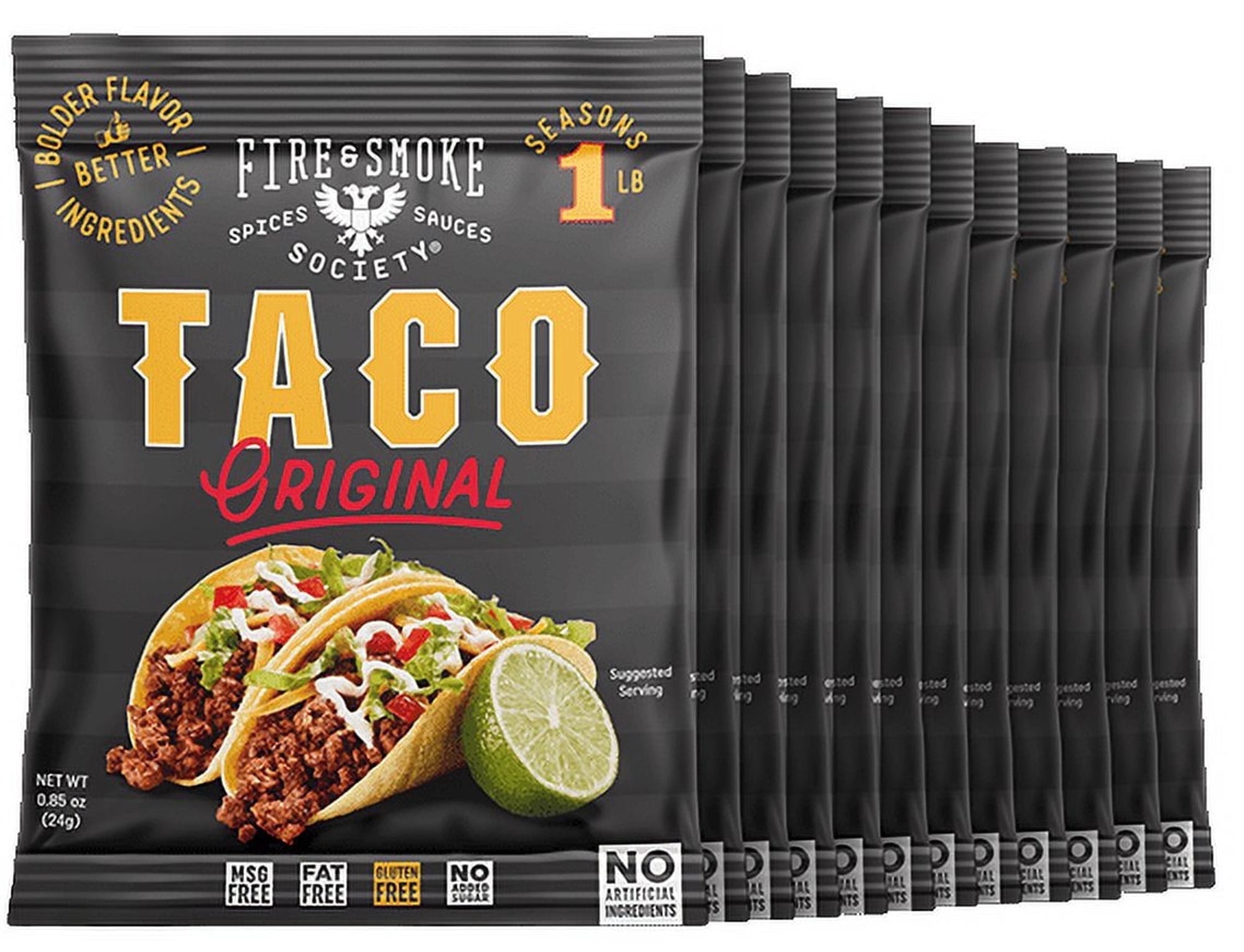 Fire & Smoke Society Taco Seasoning Mix | .85 oz (12-Pack) | Mexican ...