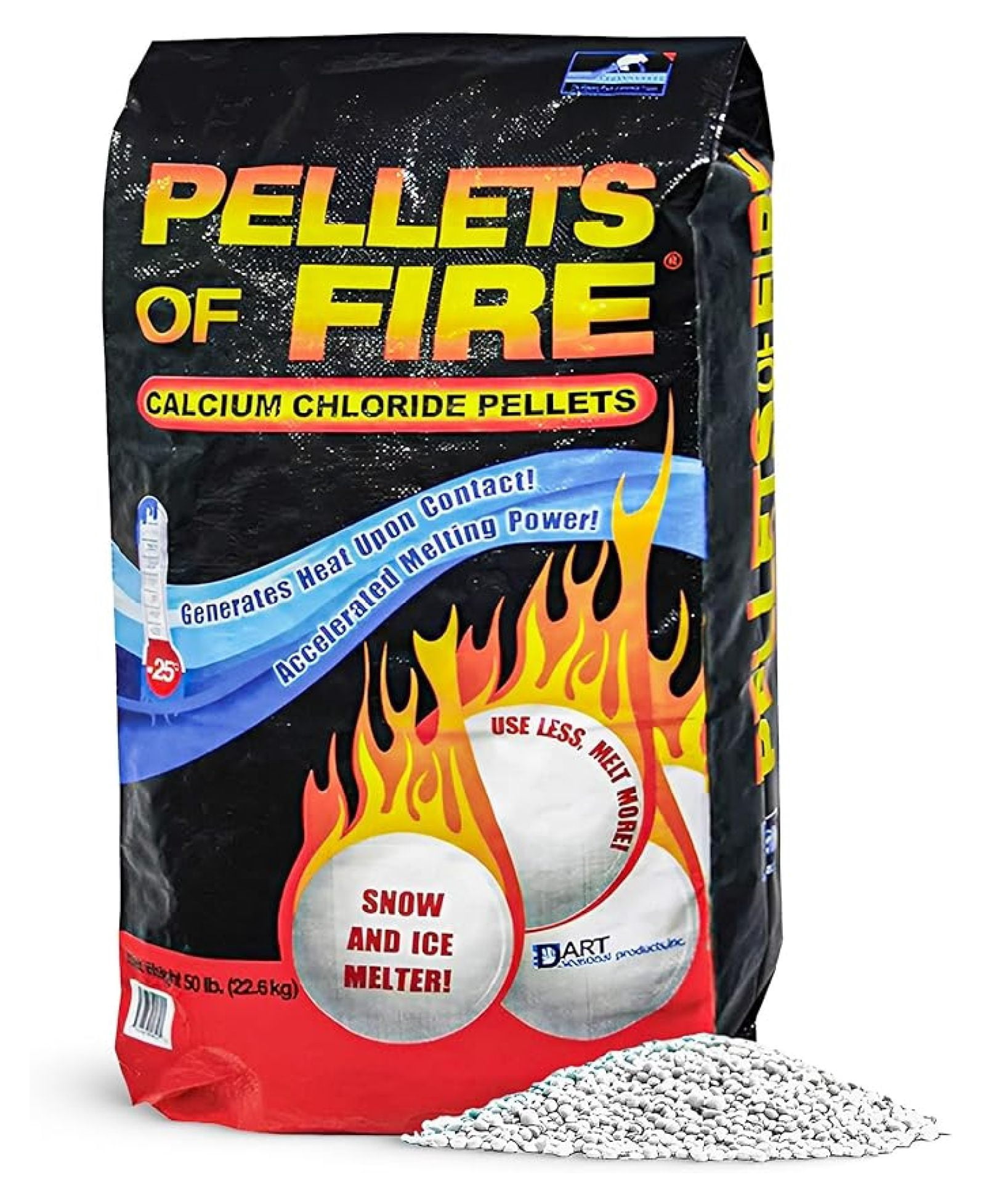 Fire Snow & Ice Melt Pellets - 50 lb Blue-Tinted Chloride - Driveway ...