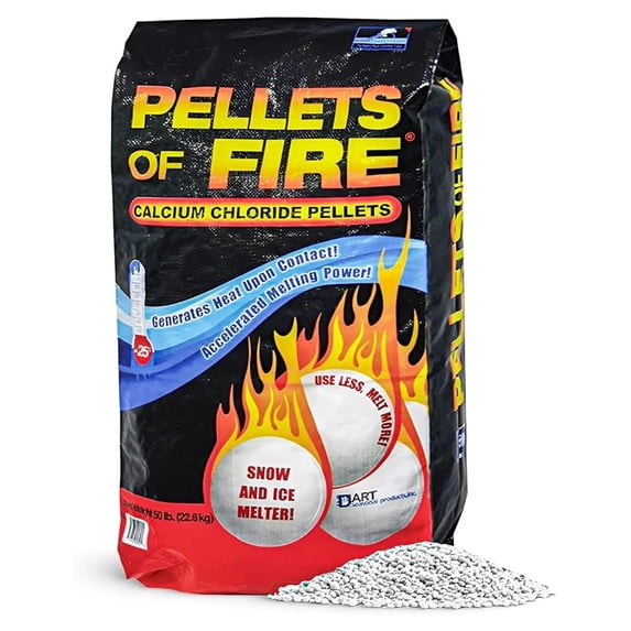 Fire Snow & Ice Melt Pellets - 50 lb Blue-Tinted Chloride - Driveway ...