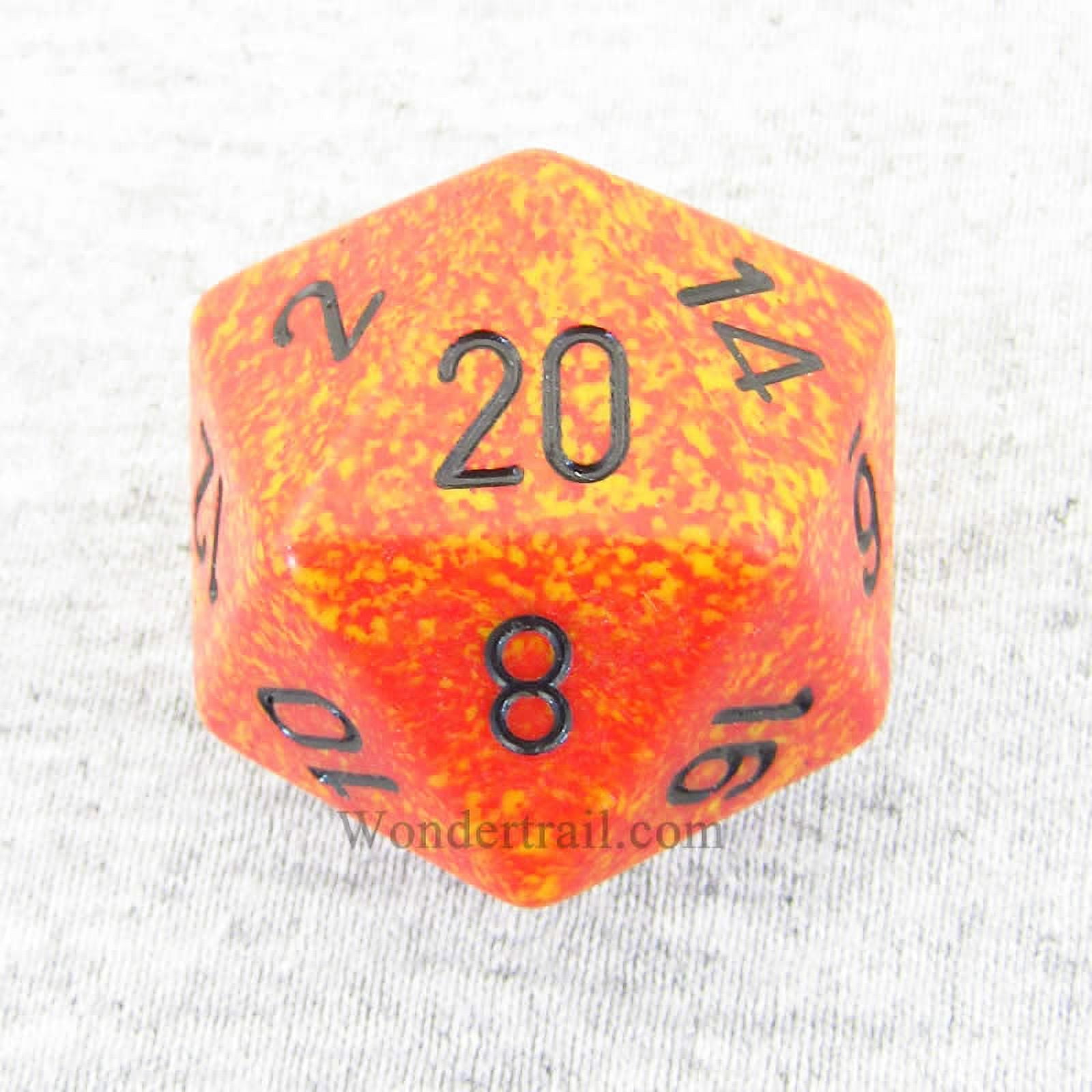 Fire Speckled Die with Black Numbers D20 34mm (1.34in) Pack of 1 ...
