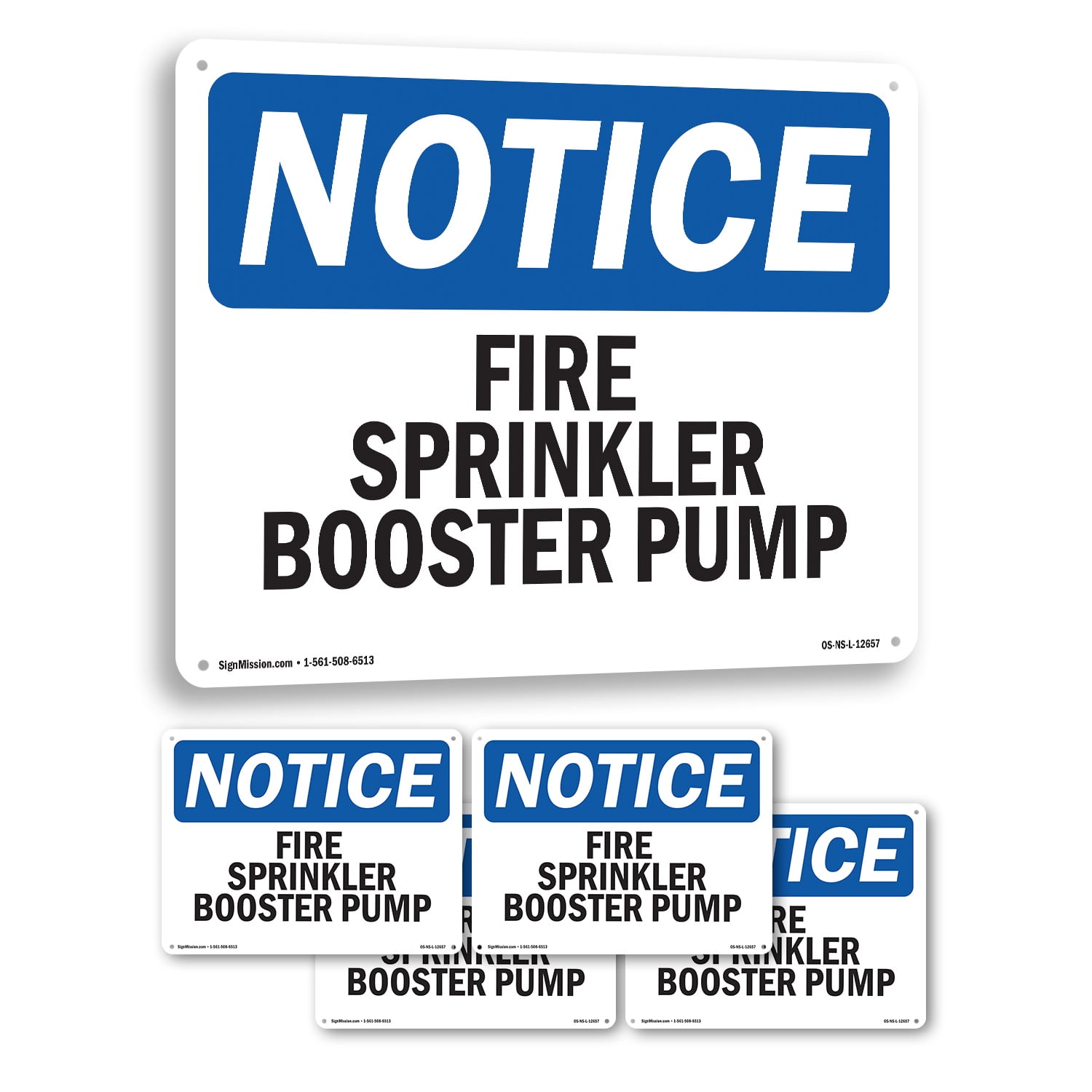 Fire Sprinkler Booster Pump OSHA Notice Rigid Plastic Sign 24 Inch x 18 ...