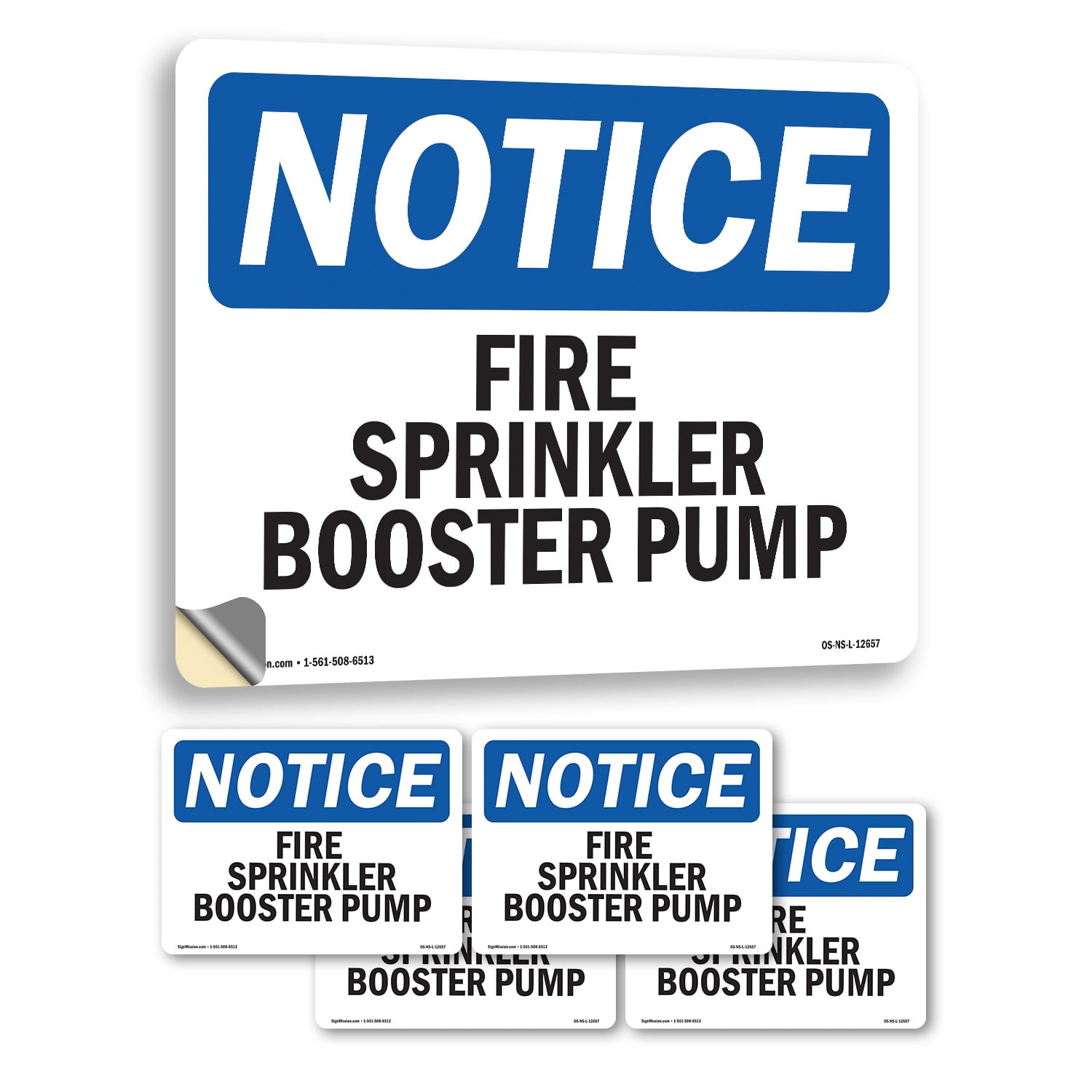 Fire Sprinkler Booster Pump OSHA Notice Vinyl Decal Label 14 Inch x 10 ...