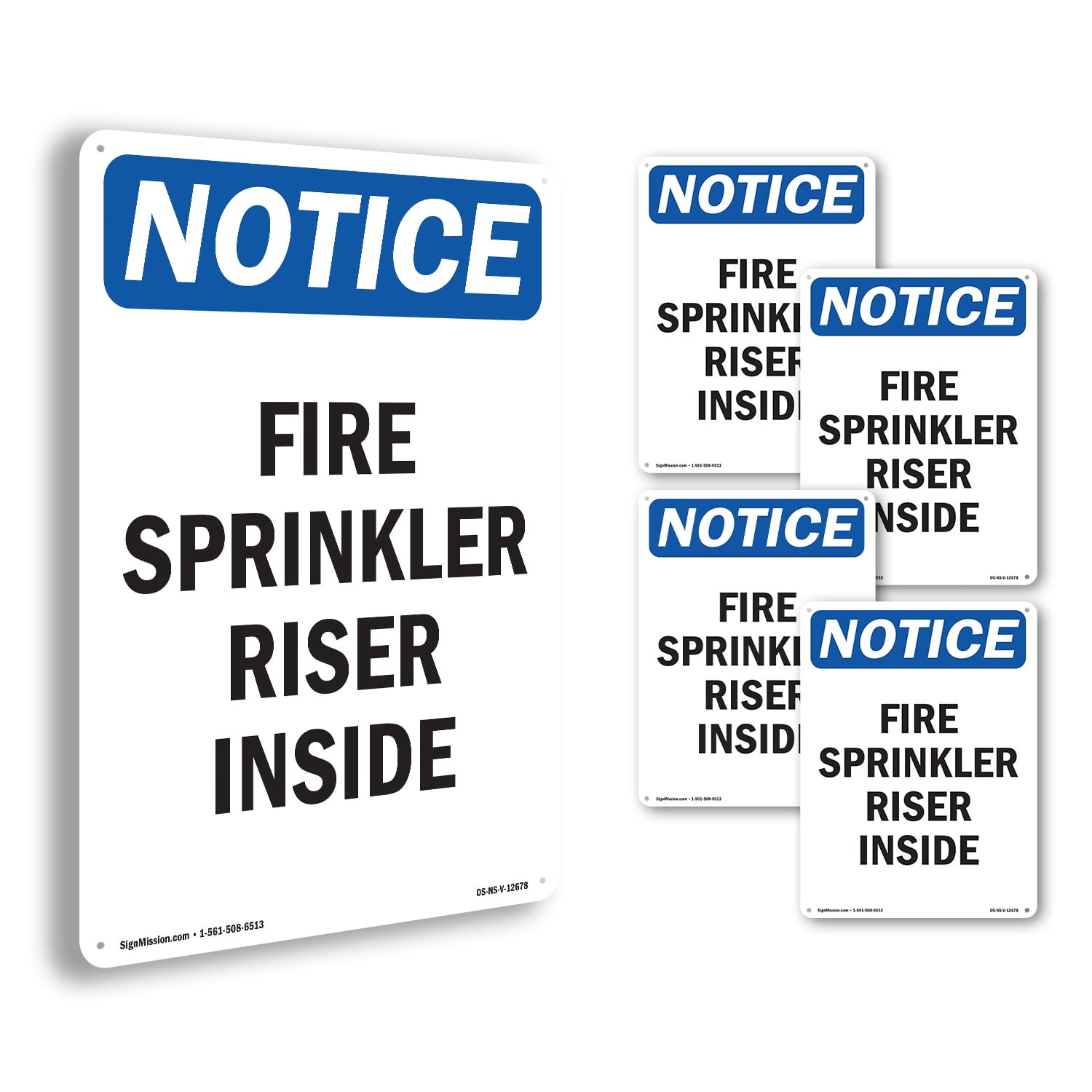 Fire Sprinkler Riser Inside OSHA Notice Aluminum Sign 24 Inch x 18 Inch ...