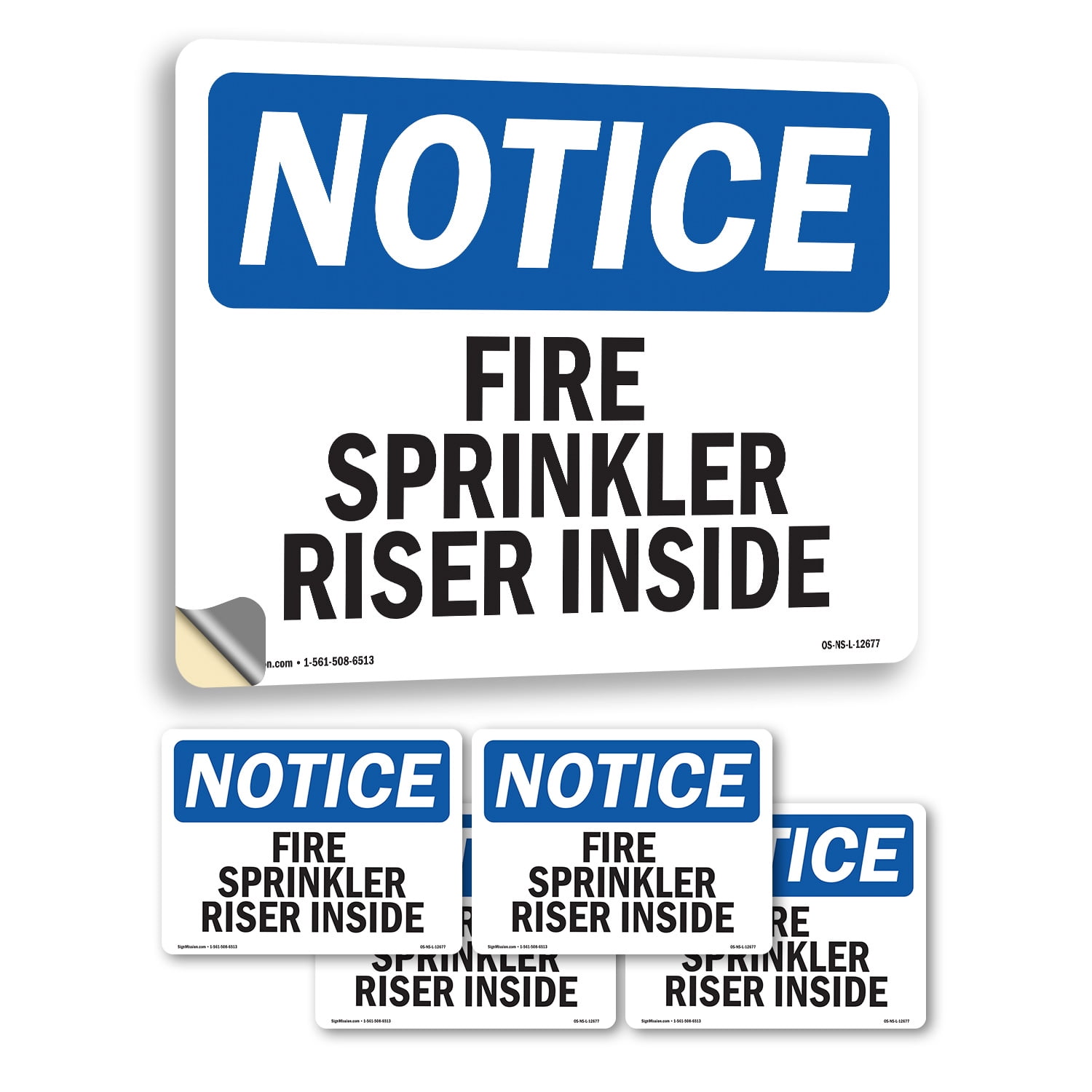 Fire Sprinkler Riser Inside OSHA Notice Vinyl Decal Label 10 Inch x 7 ...