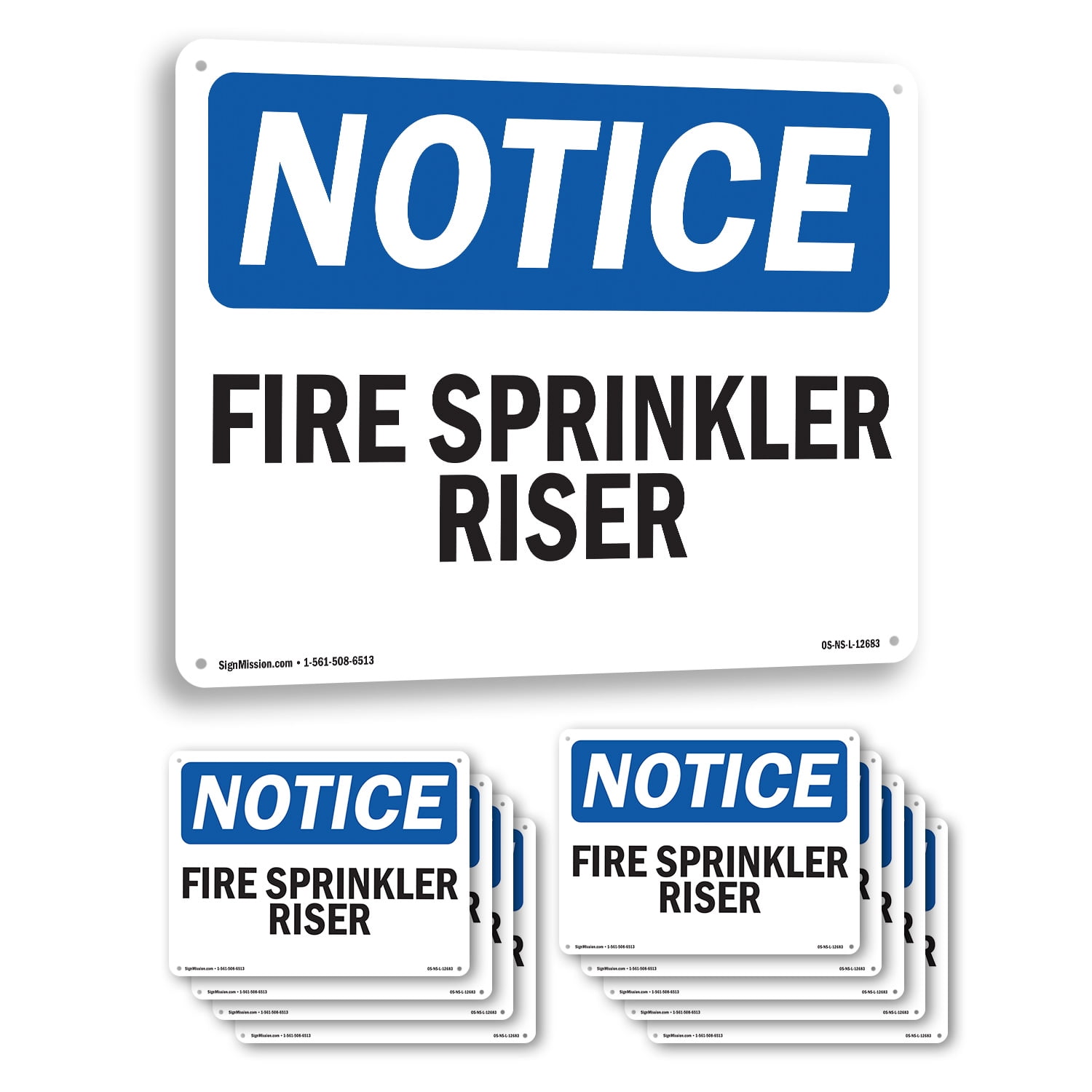 Fire Sprinkler Riser OSHA Notice Rigid Plastic Sign 10 Inch x 7 Inch ...