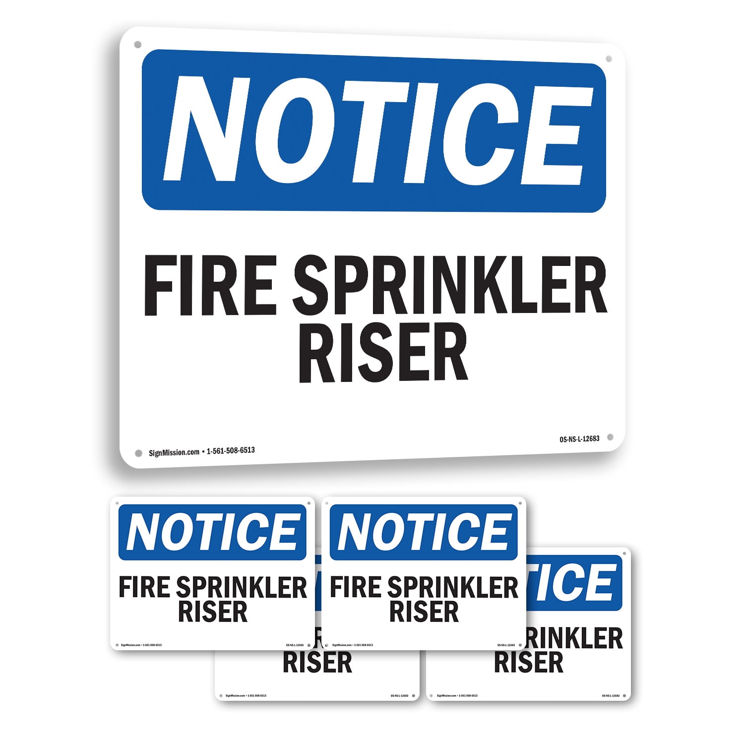 Fire Sprinkler Riser OSHA Notice Rigid Plastic Sign 18 Inch x 12 Inch ...