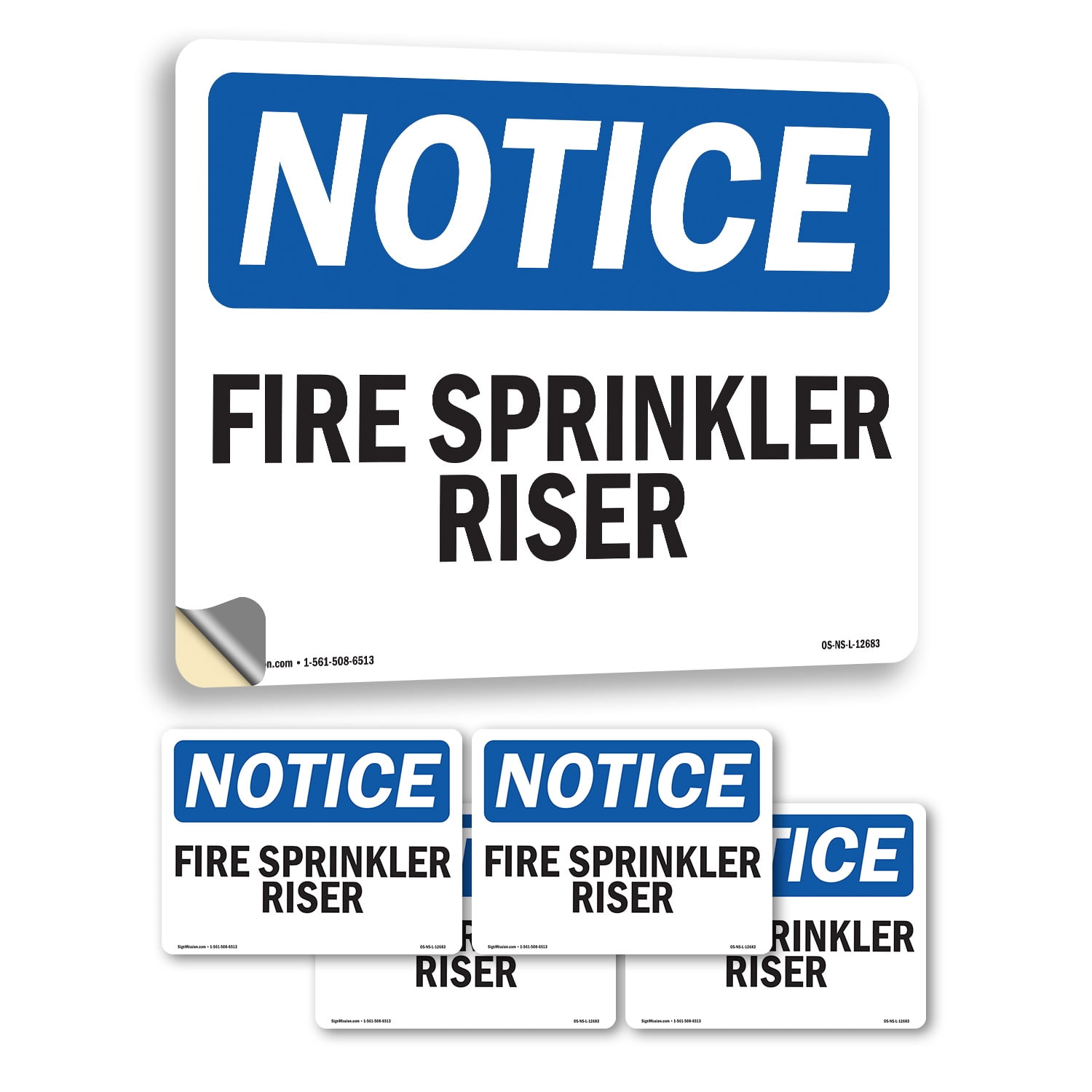 Fire Sprinkler Riser OSHA Notice Vinyl Decal Label 10 Inch x 7 Inch - 5 ...