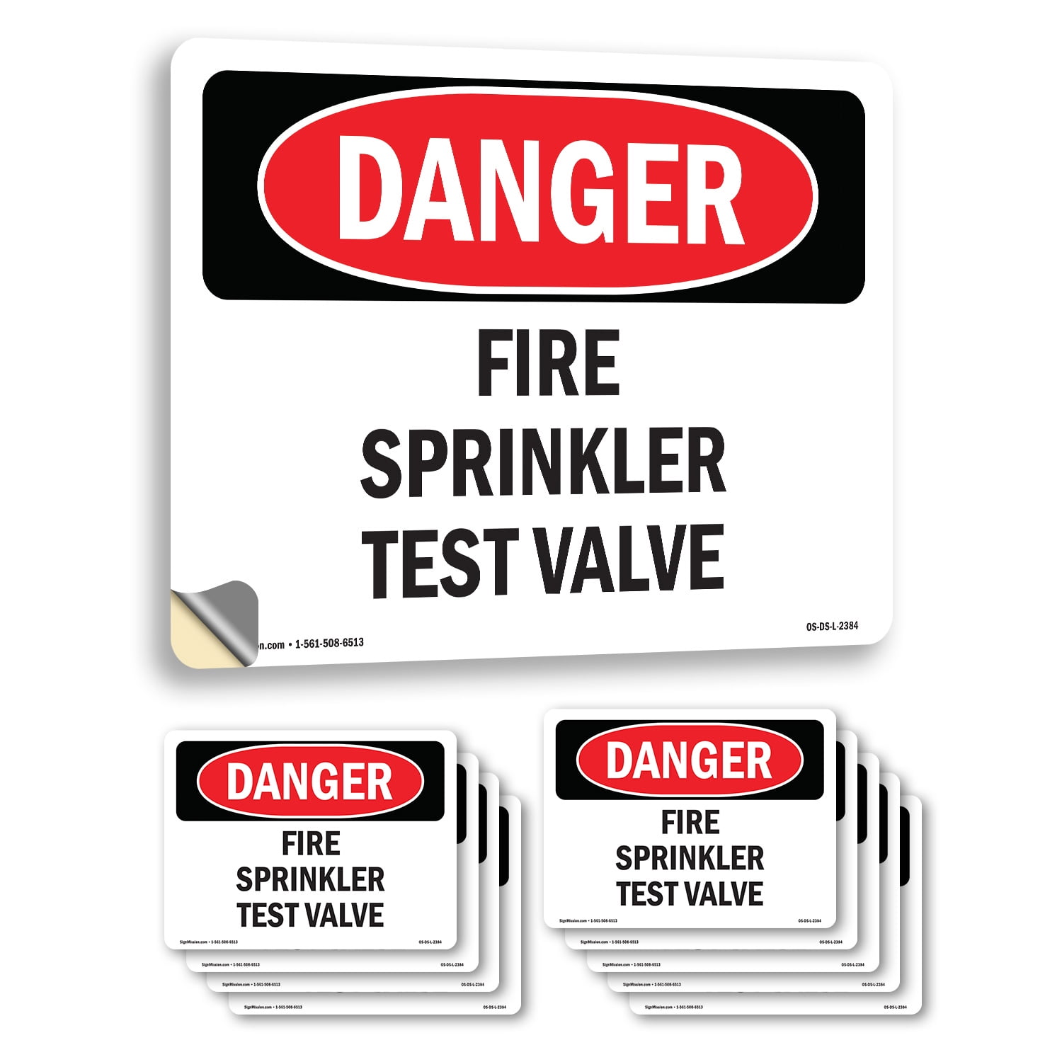 Fire Sprinkler Test Valve OSHA Danger Vinyl Decal Label 18 Inch x 12 ...
