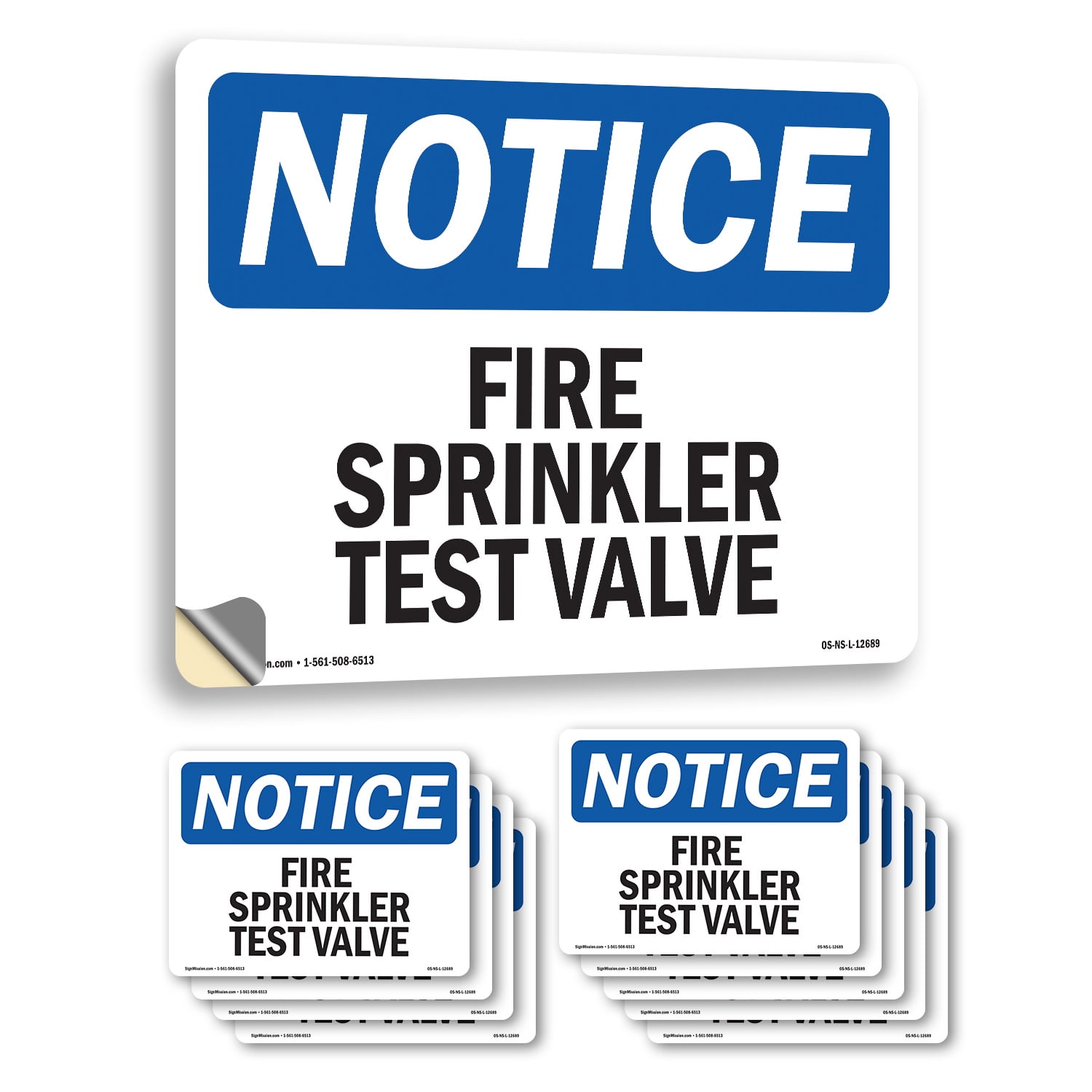 Fire Sprinkler Test Valve OSHA Notice Vinyl Decal Label 18 Inch x 12 ...