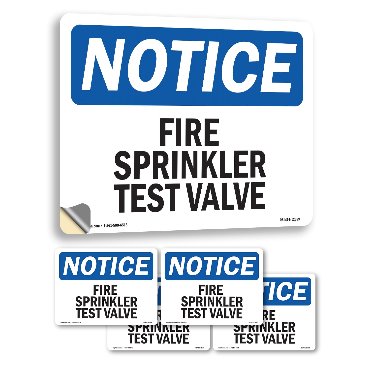 Fire Sprinkler Test Valve OSHA Notice Vinyl Decal Label 18 Inch x 12 ...