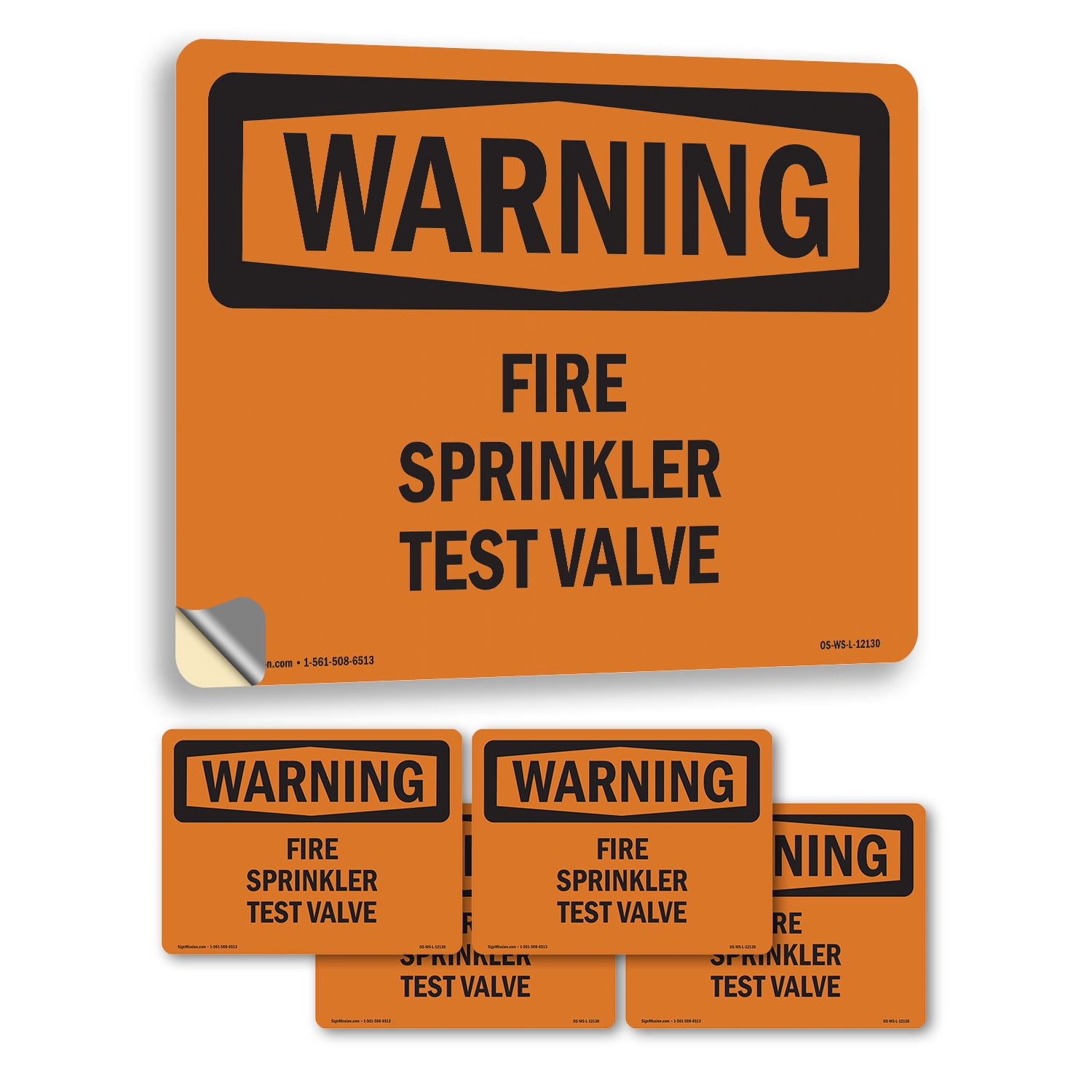 Fire Sprinkler Test Valve OSHA WARNING Vinyl Decal Label 18 Inch x 12 ...