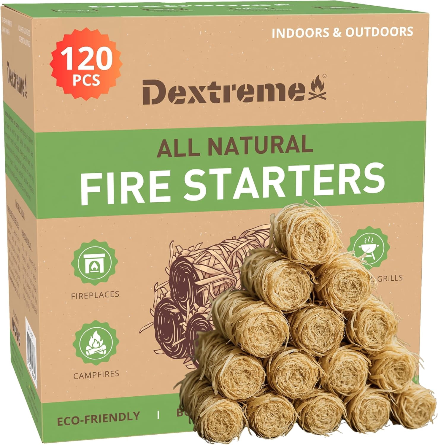 Fire Starter (120 PCS) Natural Starters for Campfire, Charcoal Starter ...