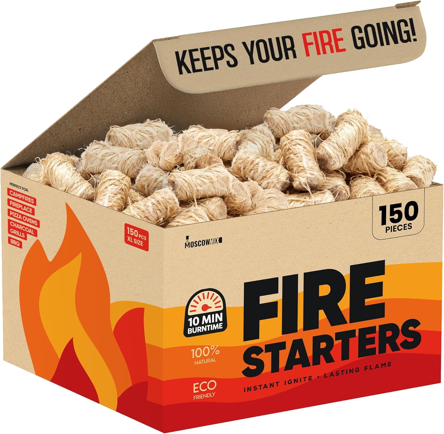 Fire Starter (150 PCS) Bulk Natural Starters for Campfires, Fireplace ...