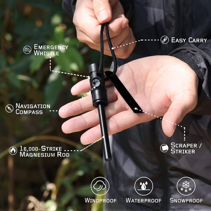 Fire Starter, 6-in-1 Magnesium Fire Starter with Striker, High Temp ...