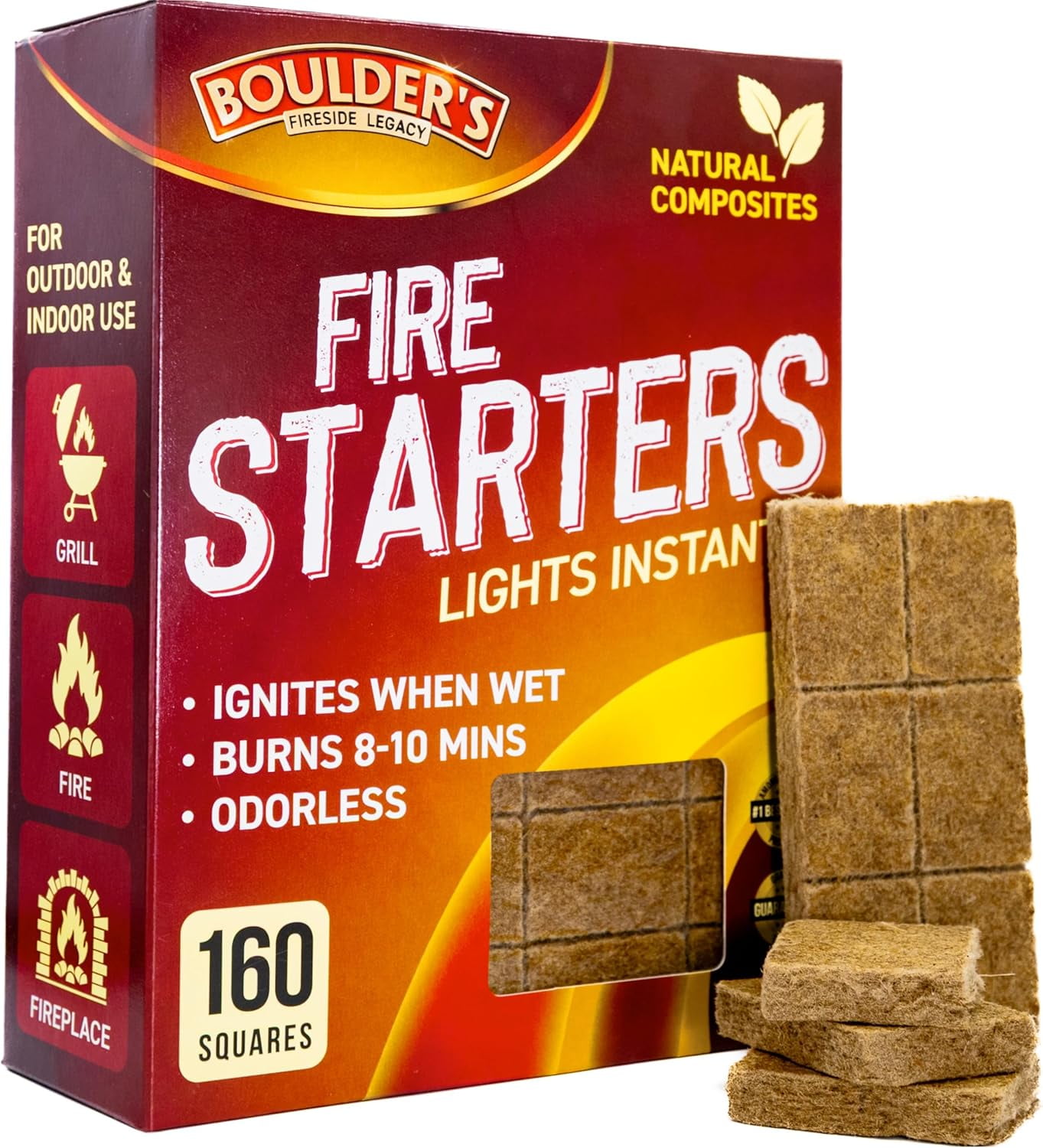 Fire Starter Cubes, 160 pcs - Bulk Pack Firestarter Squares for ...