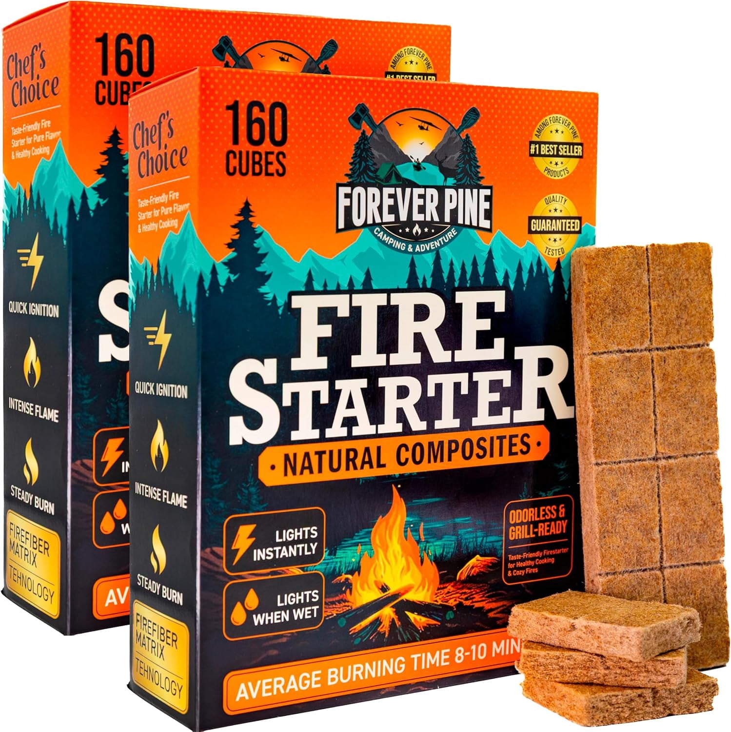 Fire Starter Cubes 320 pcs- Easy BBQ Ignition - Natural Waterproof ...