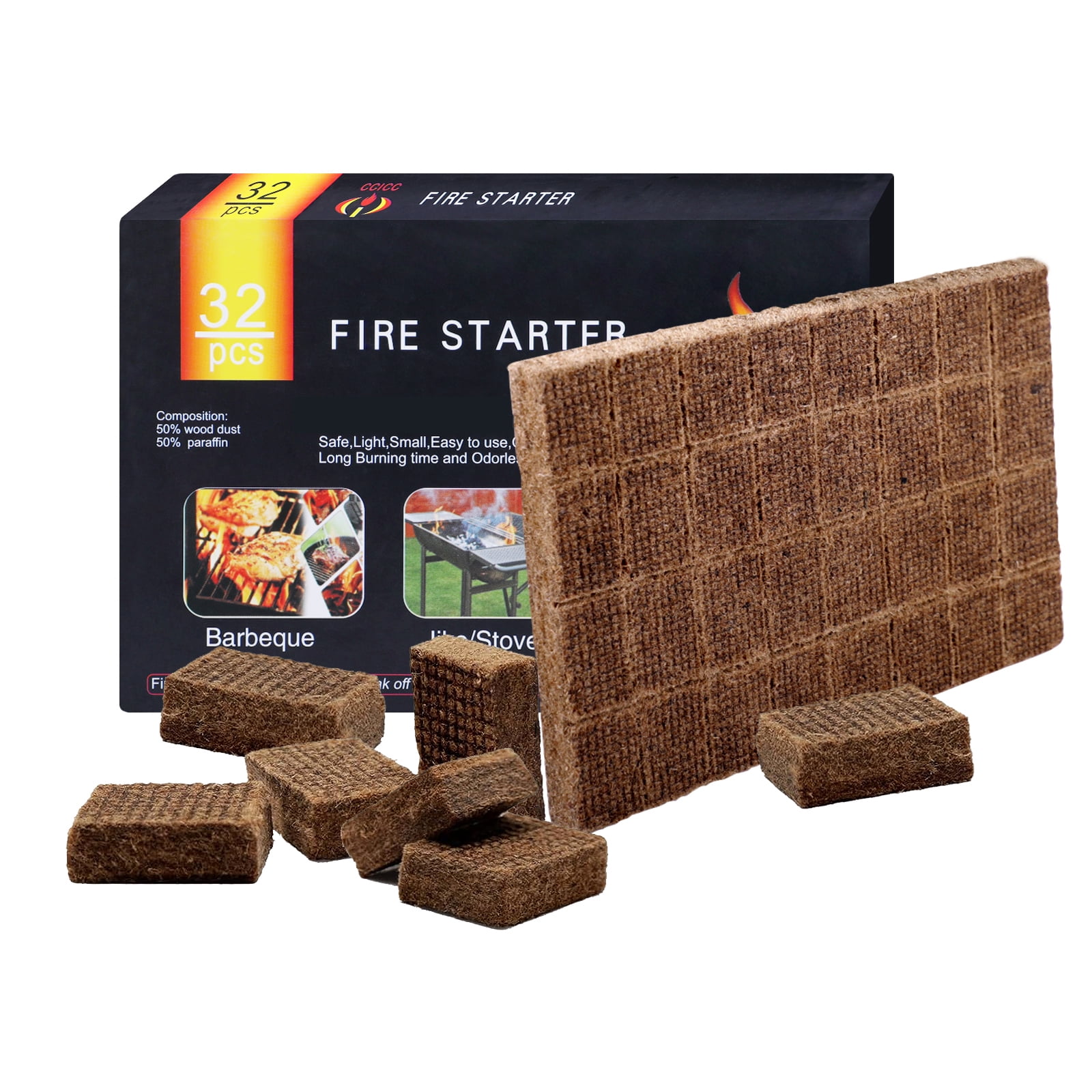 Fire Starter Pack for Chimney Grill Pit Fireplace Campfire, BBQ & Smoker - Water Resistant and ...
