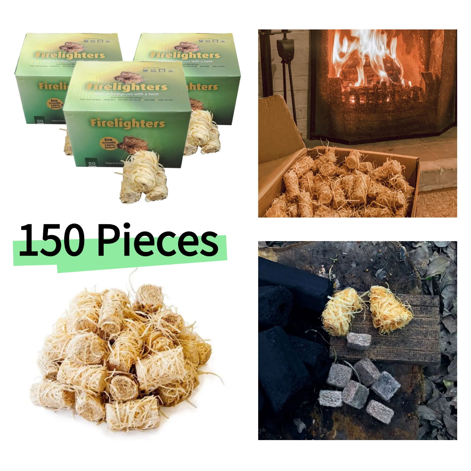 Fire Starter Sticks 150 PCS Charcoal Starter Kindling for Campfires ...