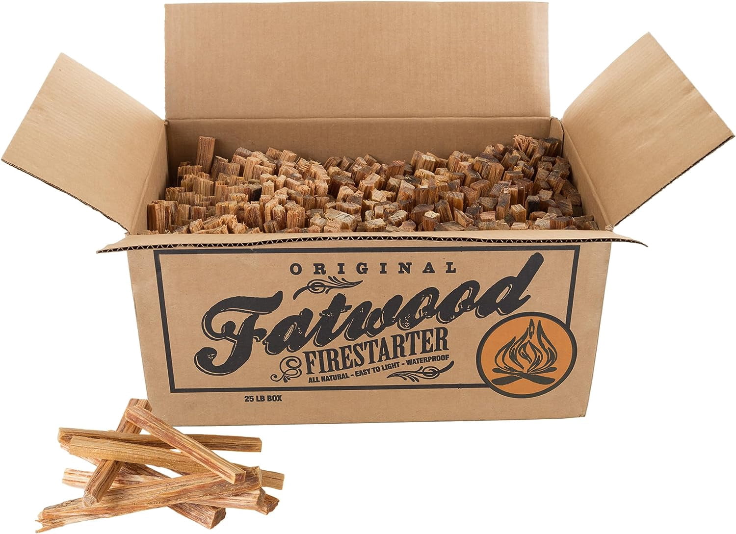 Fire Starter Sticks 25lb Box - Indoor or Outdoor All Natural Pine Fire ...