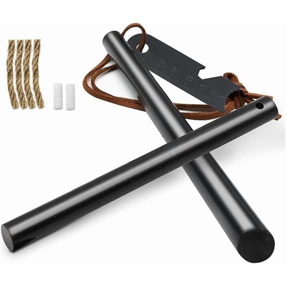 Fire Starter Survival Tool, Ferro Rod Kit with Leather Neck Lanyard and ...